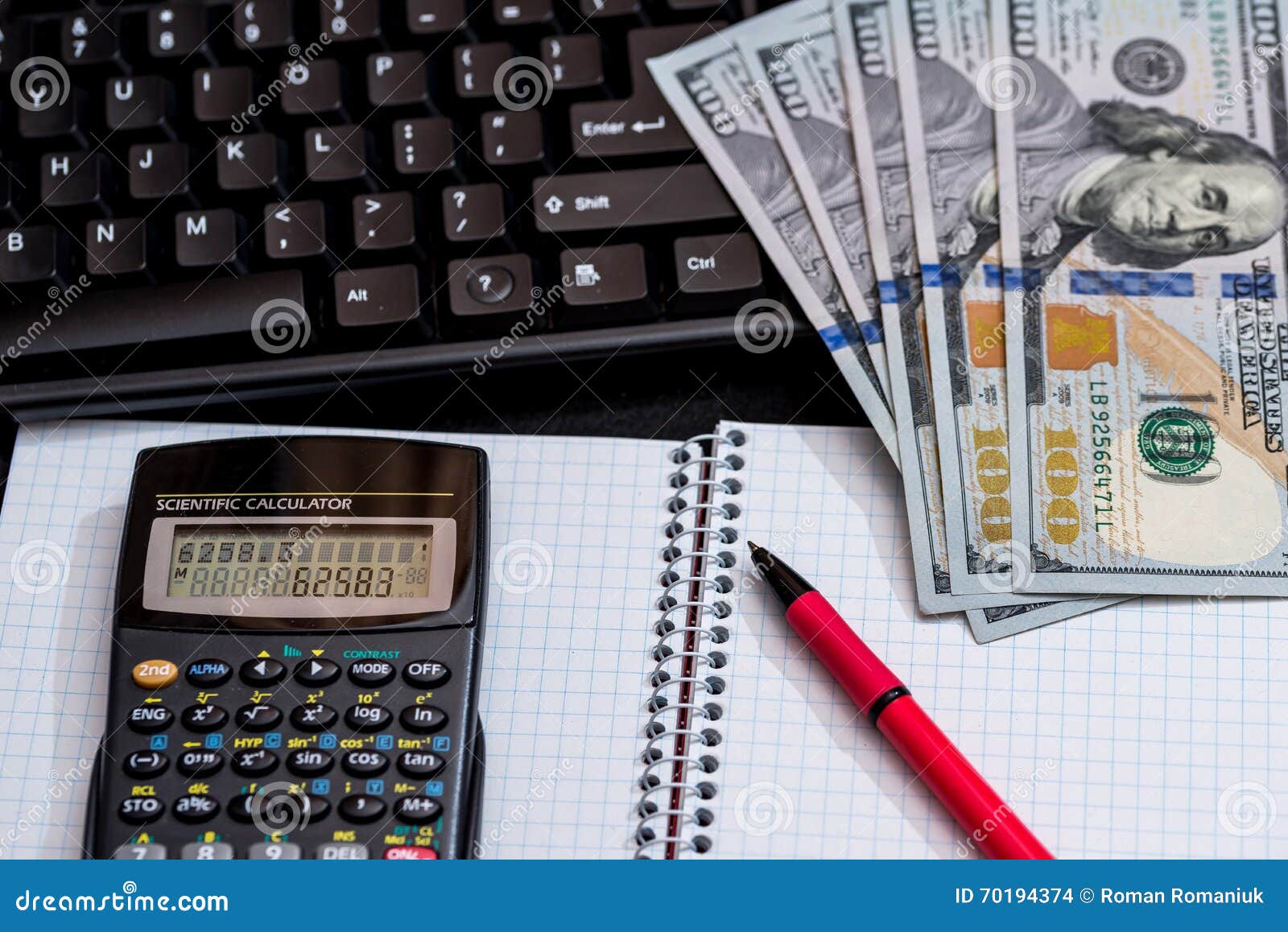 Keyboard with Money, Notebook Stock Photo - Image of success, business ...