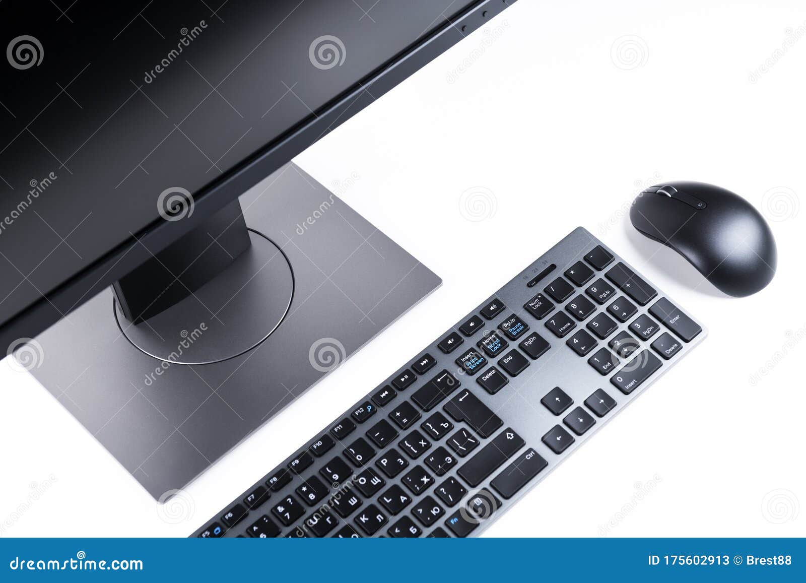 Keyboard, Monitor and Mouse on a White Table. Stock Image - Image of ...