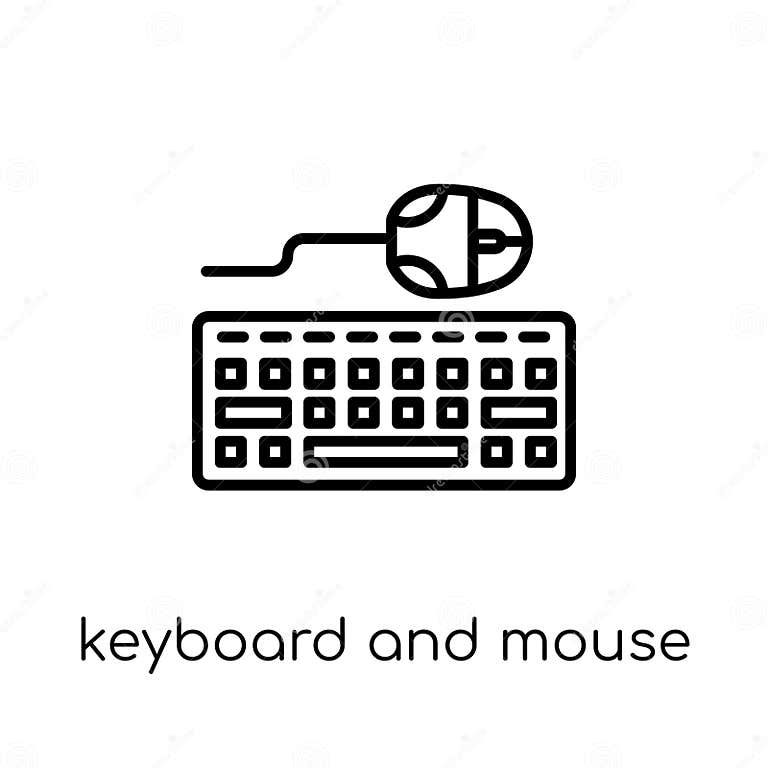 Keyboard and Mouse Icon. Trendy Modern Flat Linear Vector Keyboard and ...