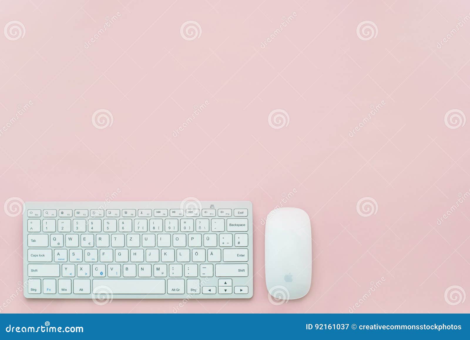 Keyboard And Mouse On Pink Picture. Image: 92161037