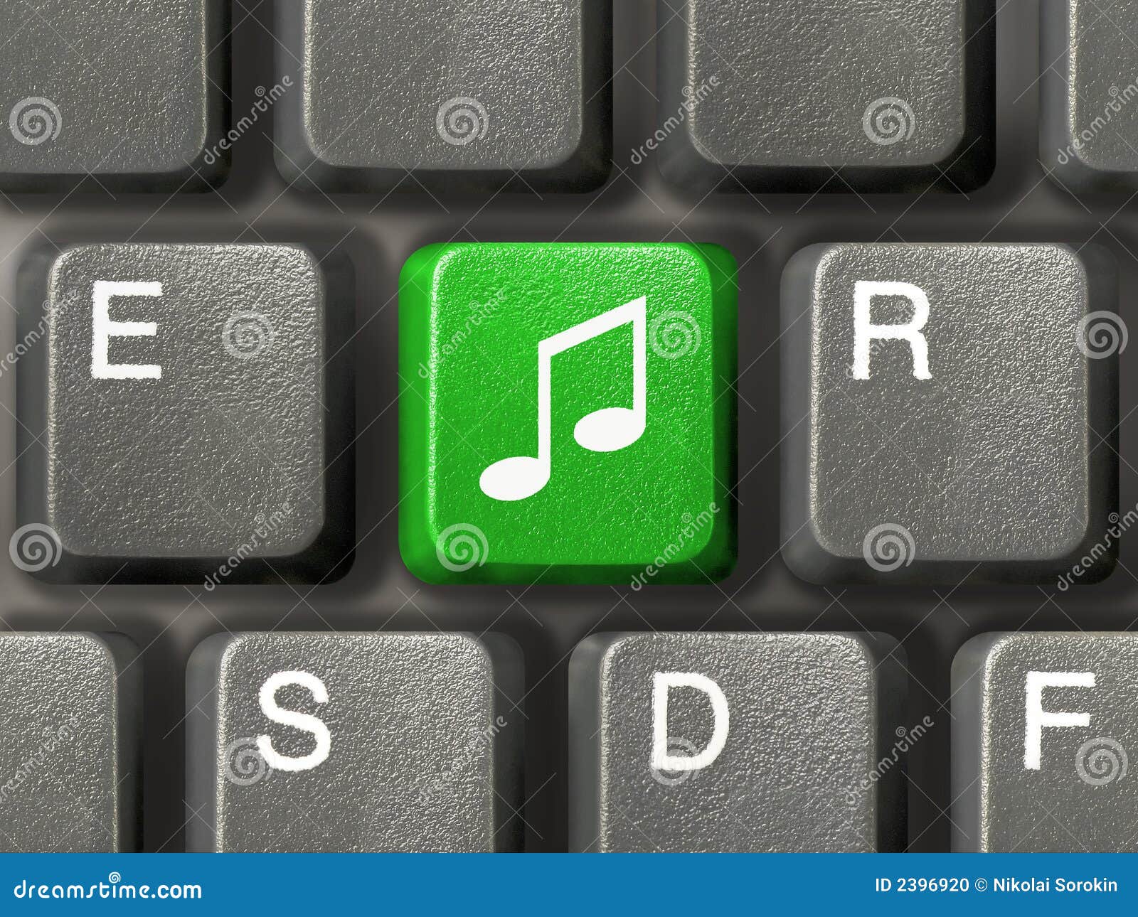 Keyboard with music key stock photo. Image of headphones - 2396920