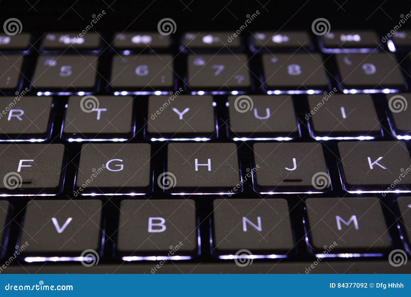 Keyboard for Notebook. Beautiful Keys with Neon Violet Light Under ...