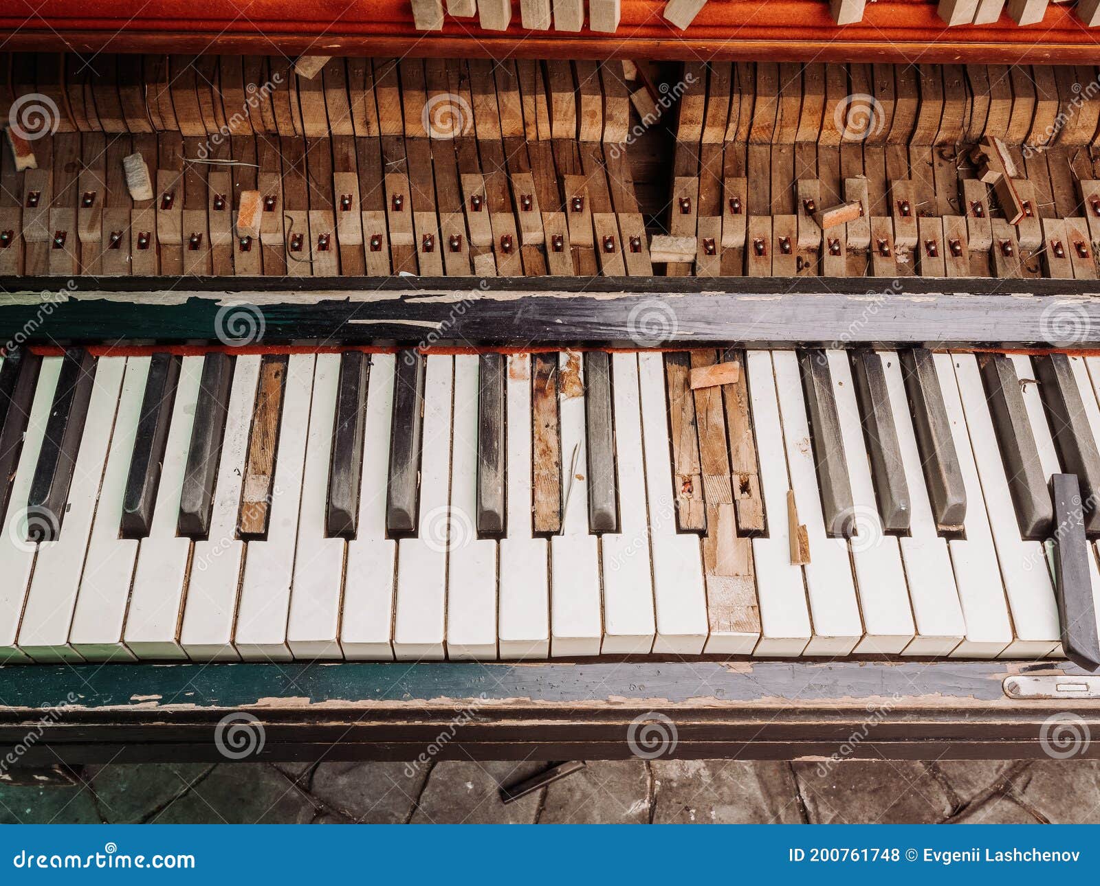 The Keyboard of an Old Broken and Disassembled Piano. Photo with Filter ...