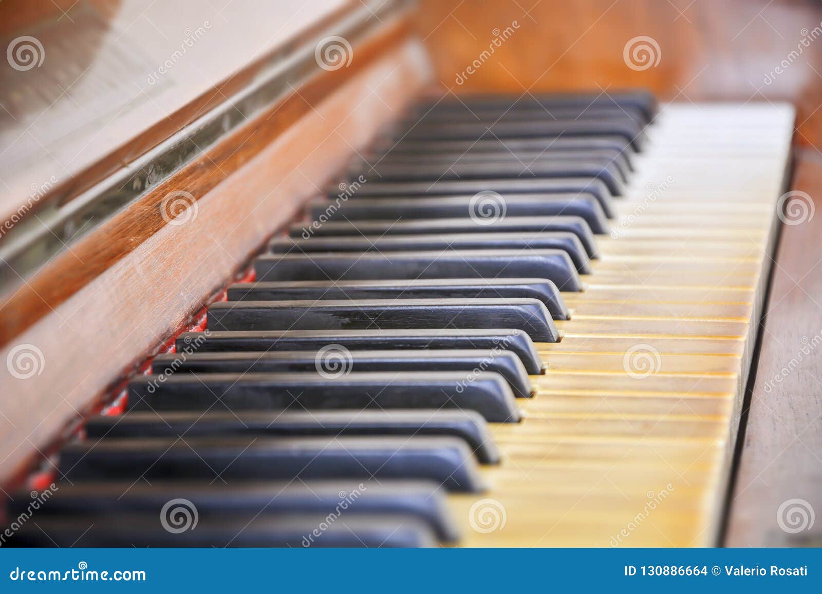 Keyboard of an old piano stock photo. Image of music - 130886664