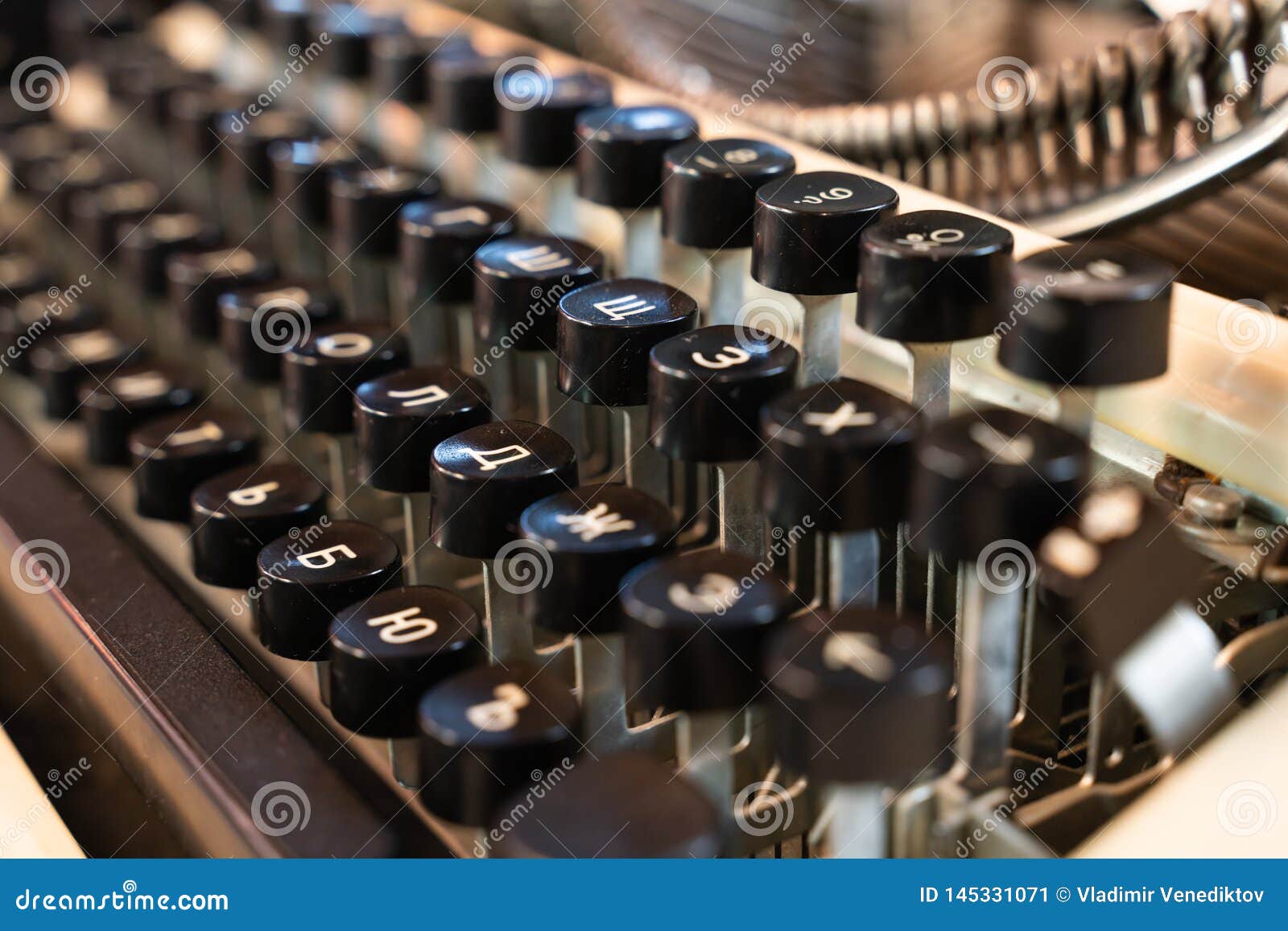 Keyboard of Old Typewriter Close Up As Background. Design and Retro ...