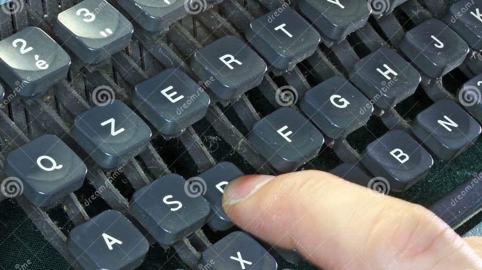 Keyboard of the Old Typewriter with a Finger Stock Image - Image of ...