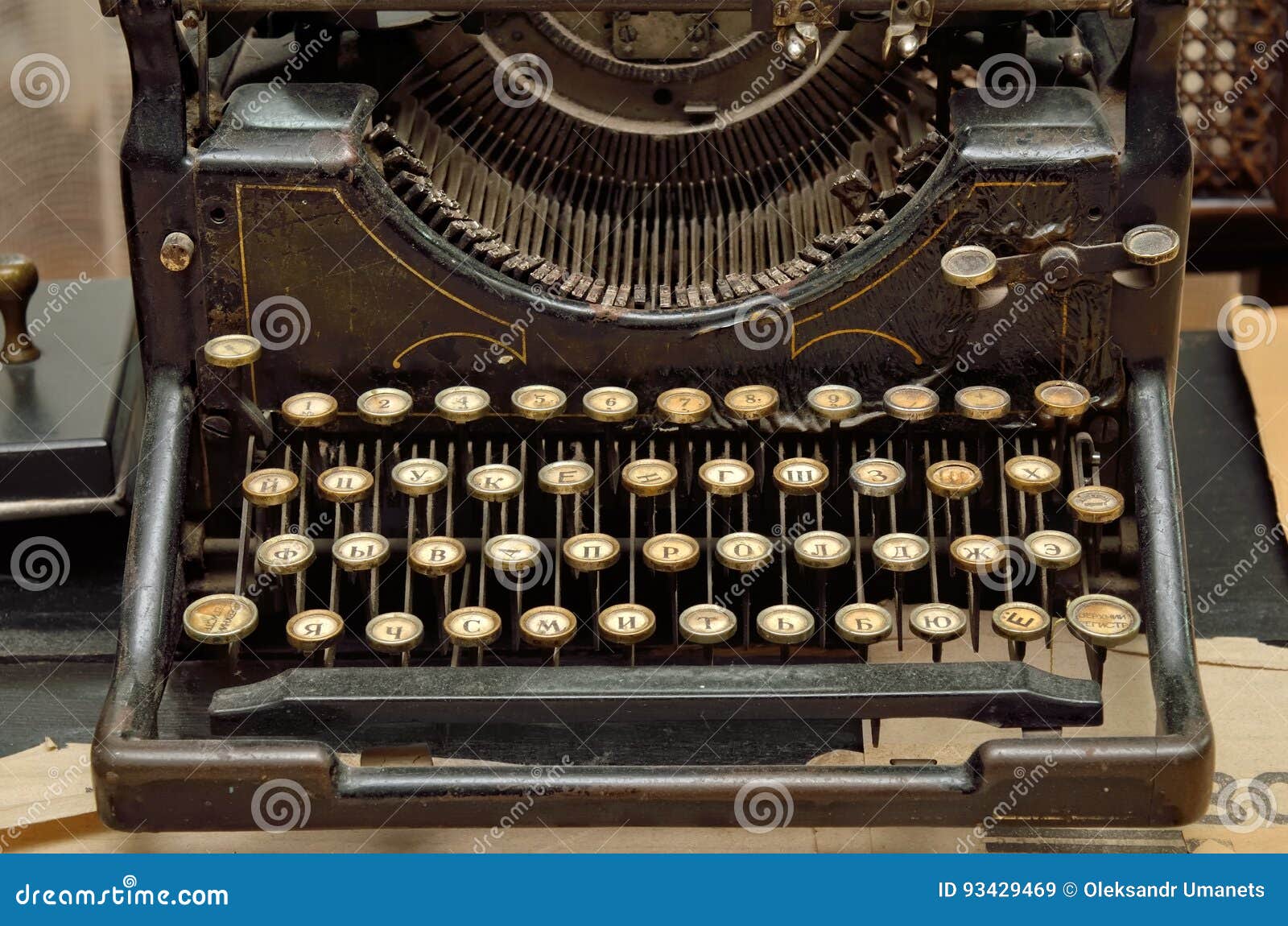 Keyboard of an Old Typewriter in a Museum, Close-up Stock Image - Image ...