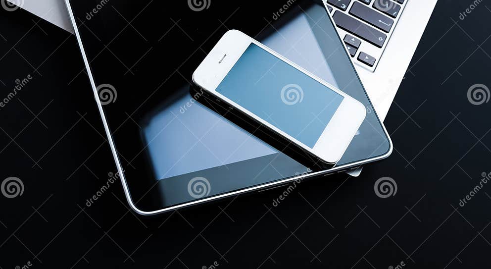 Keyboard with Phone and Tablet Pc Stock Image - Image of computer ...