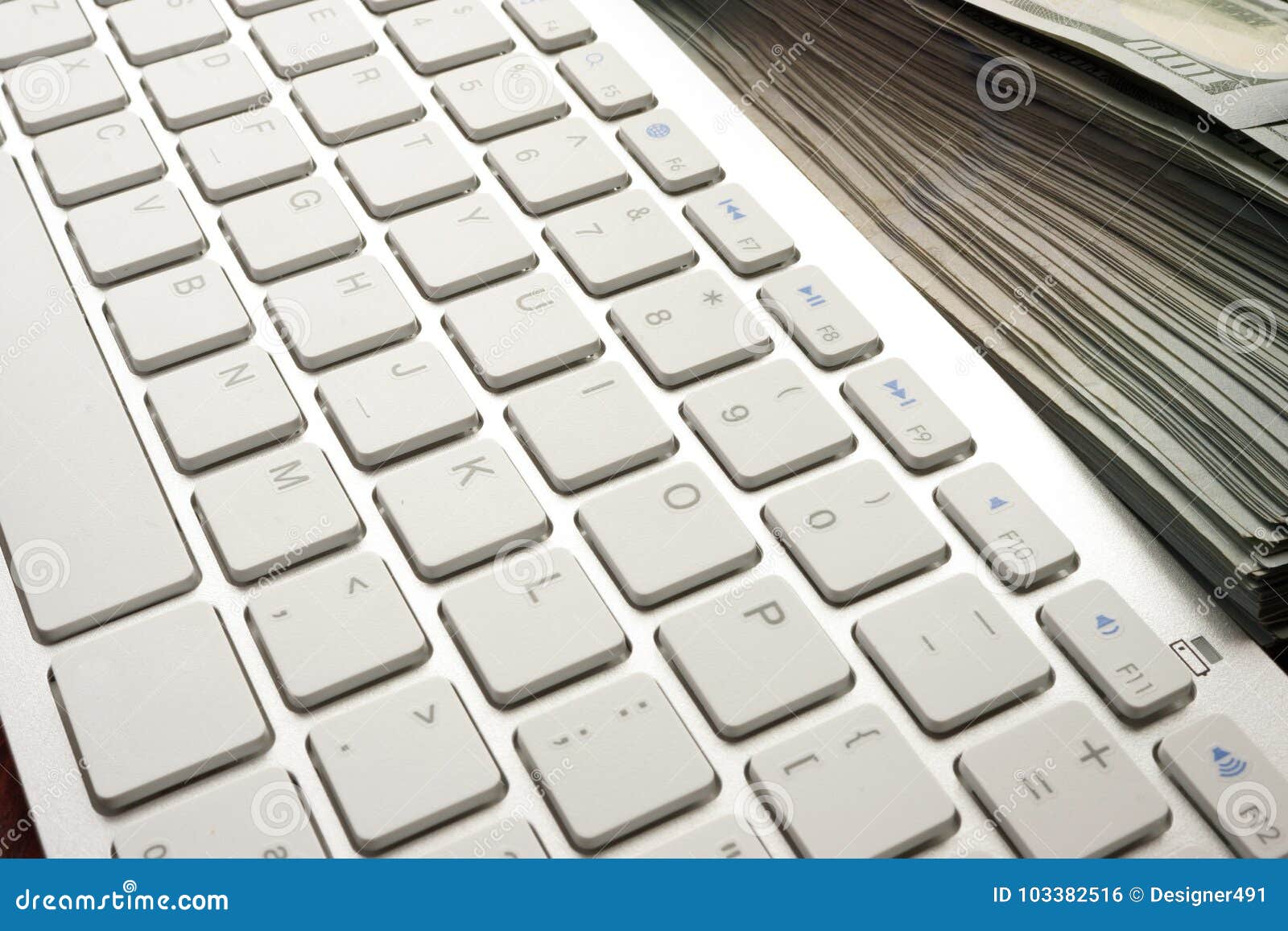 Keyboard and Dollars on a Table. Stock Photo - Image of technology ...