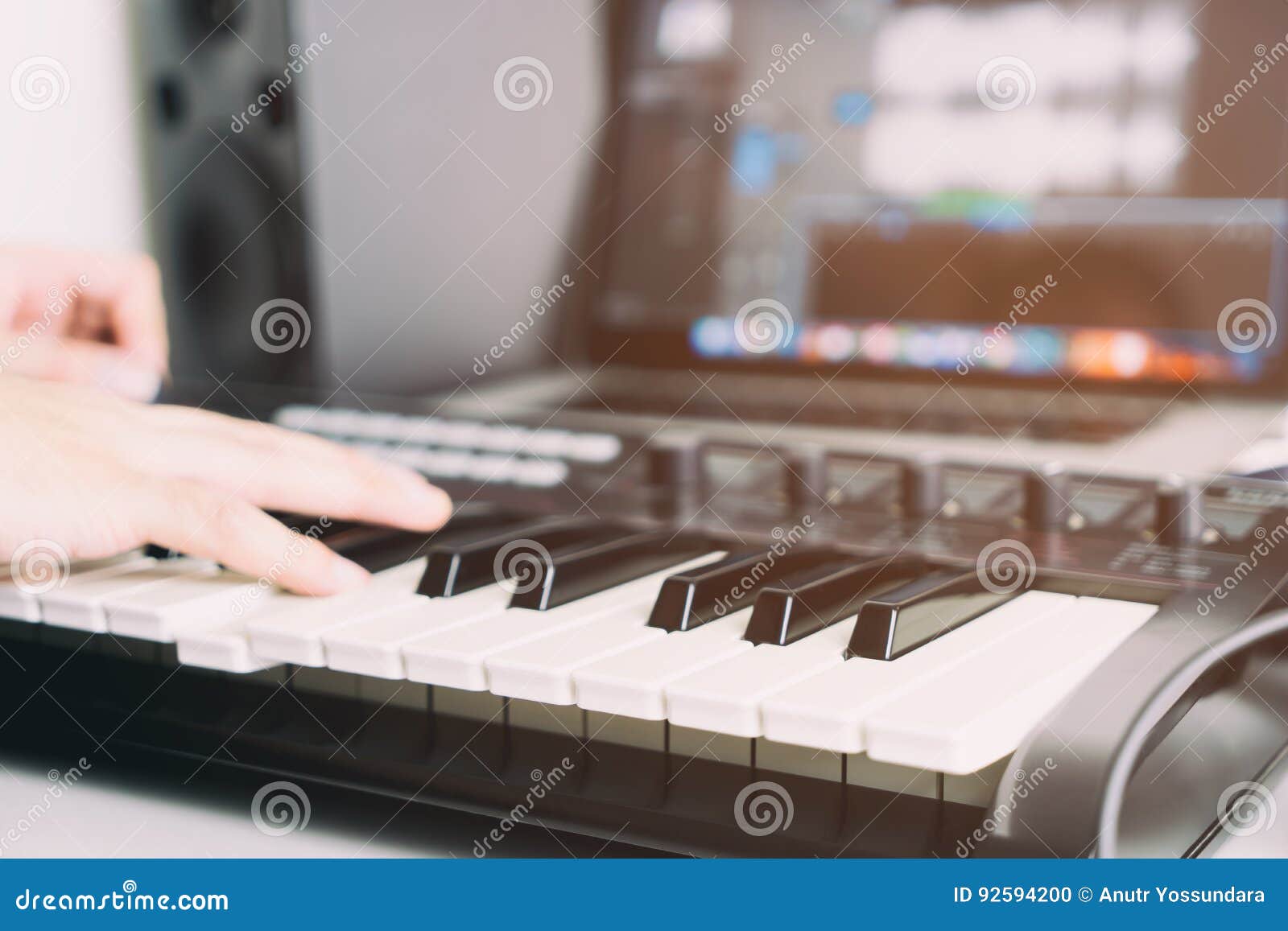 Keyboard Player is Recording in Home Studio Stock Photo - Image of ...
