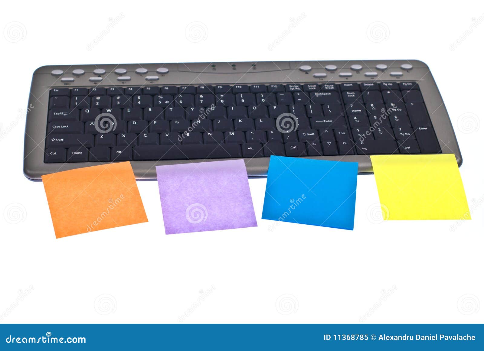 Keyboard with postit stock image. Image of message, metal - 11368785