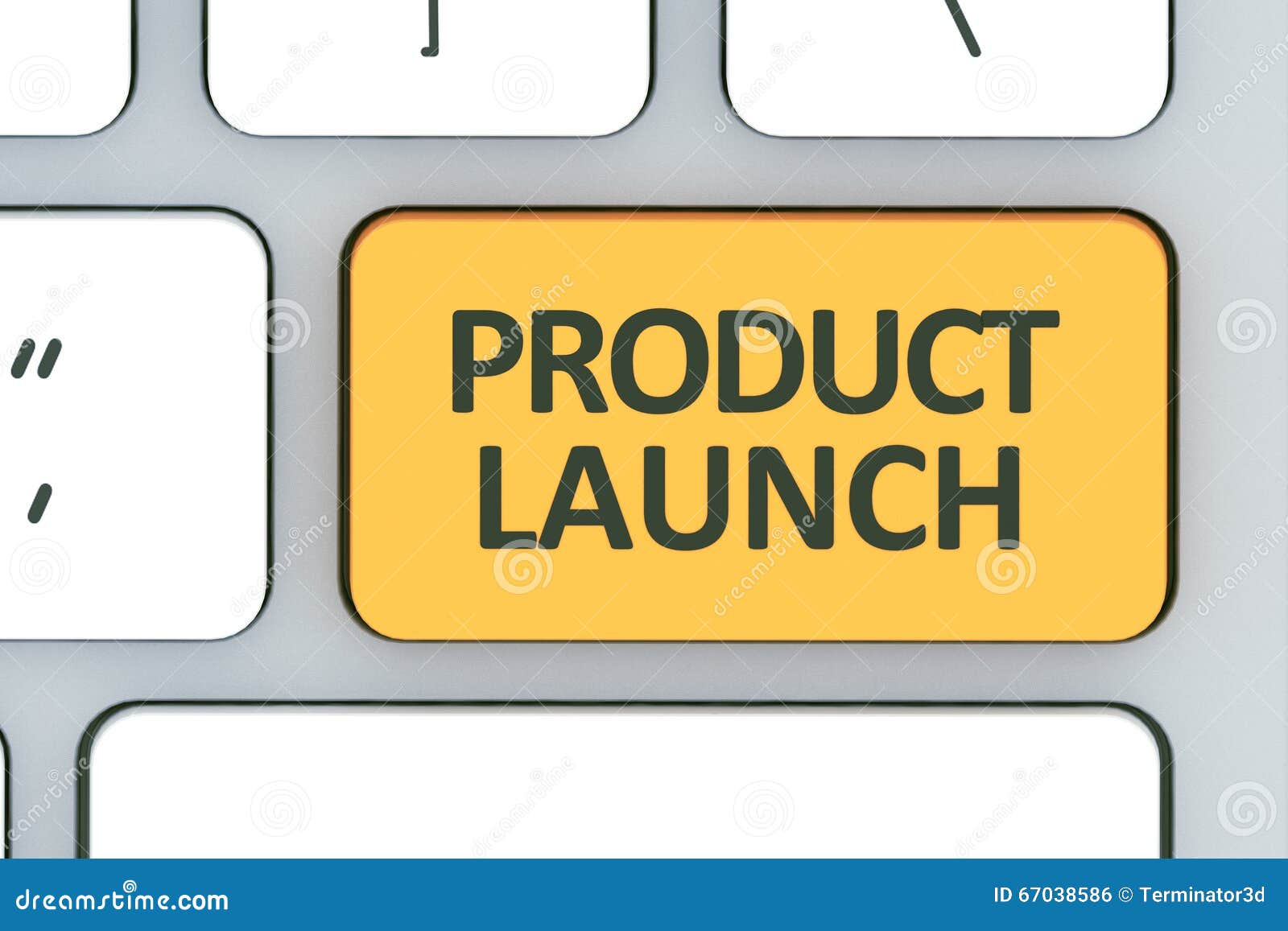 Keyboard with Product Launch Button. Computer White Keyboard Wit Stock ...