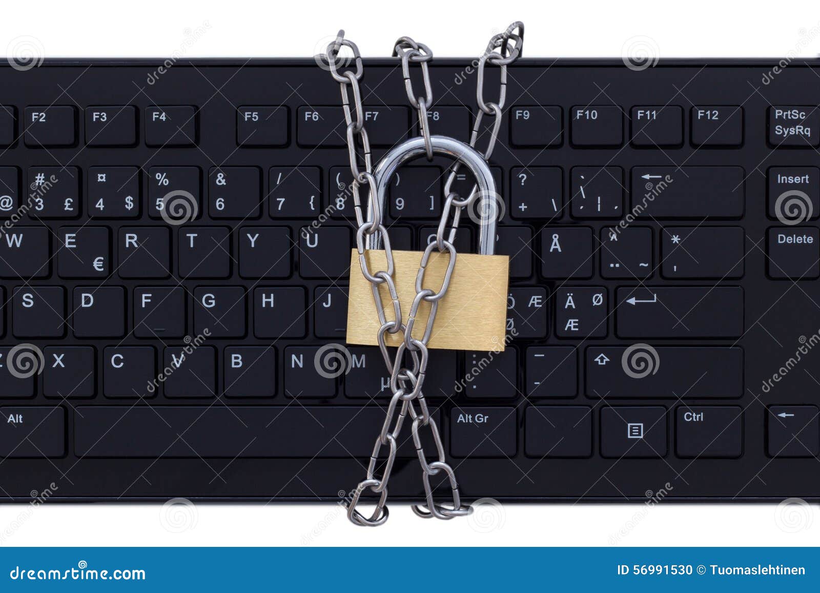 Keyboard Protected By Metal Chain And A Lock Stock Photography ...