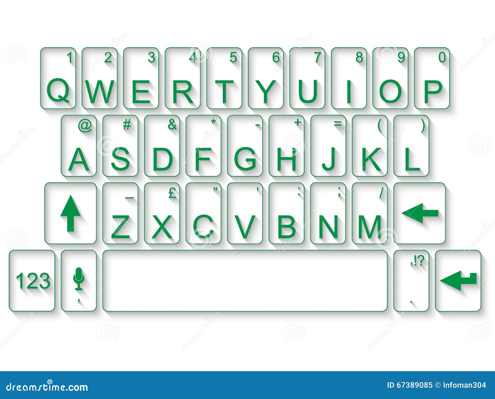 Keyboard qwerty flat green stock vector. Illustration of alphabet ...