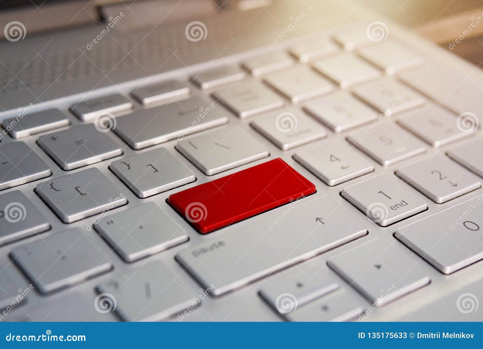Keyboard with Red Blank Enter Button Modern Pc Text Communication Board ...
