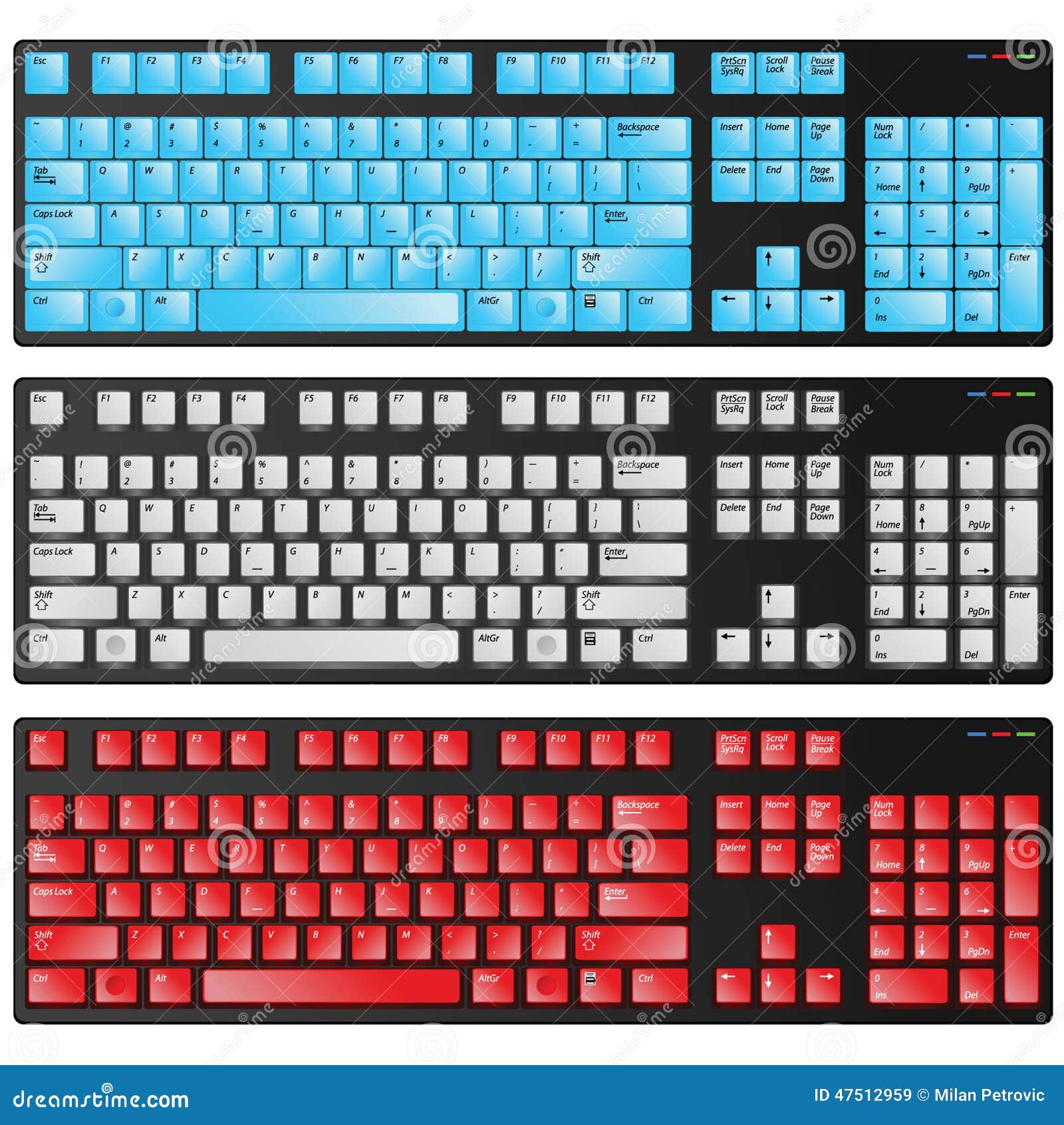 Keyboard Red Blue and White Vector Stock Vector - Illustration of ...