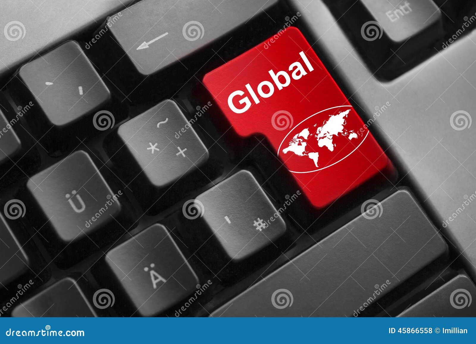 Keyboard Red Button Global World Stock Photo - Image of communication ...