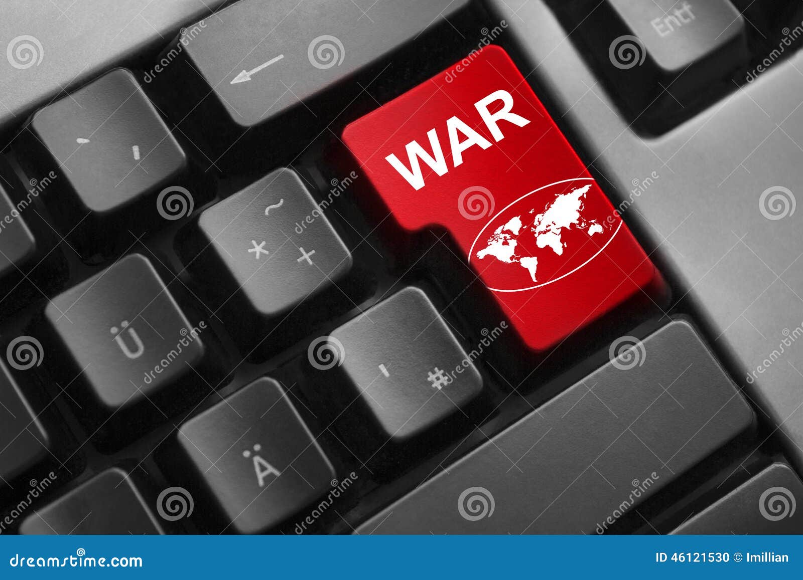 Keyboard Red Enter Button War Global Symbol Stock Photo - Image of ...