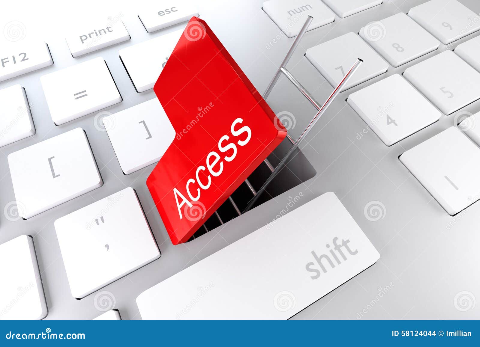 Keyboard with Red Enter Key Access Stock Illustration - Illustration of ...