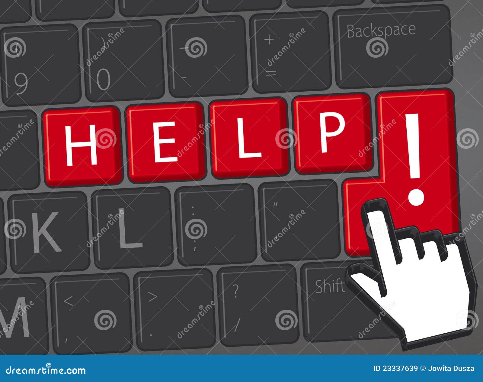 Keyboard with Red Key Help Me Stock Illustration - Illustration of ...