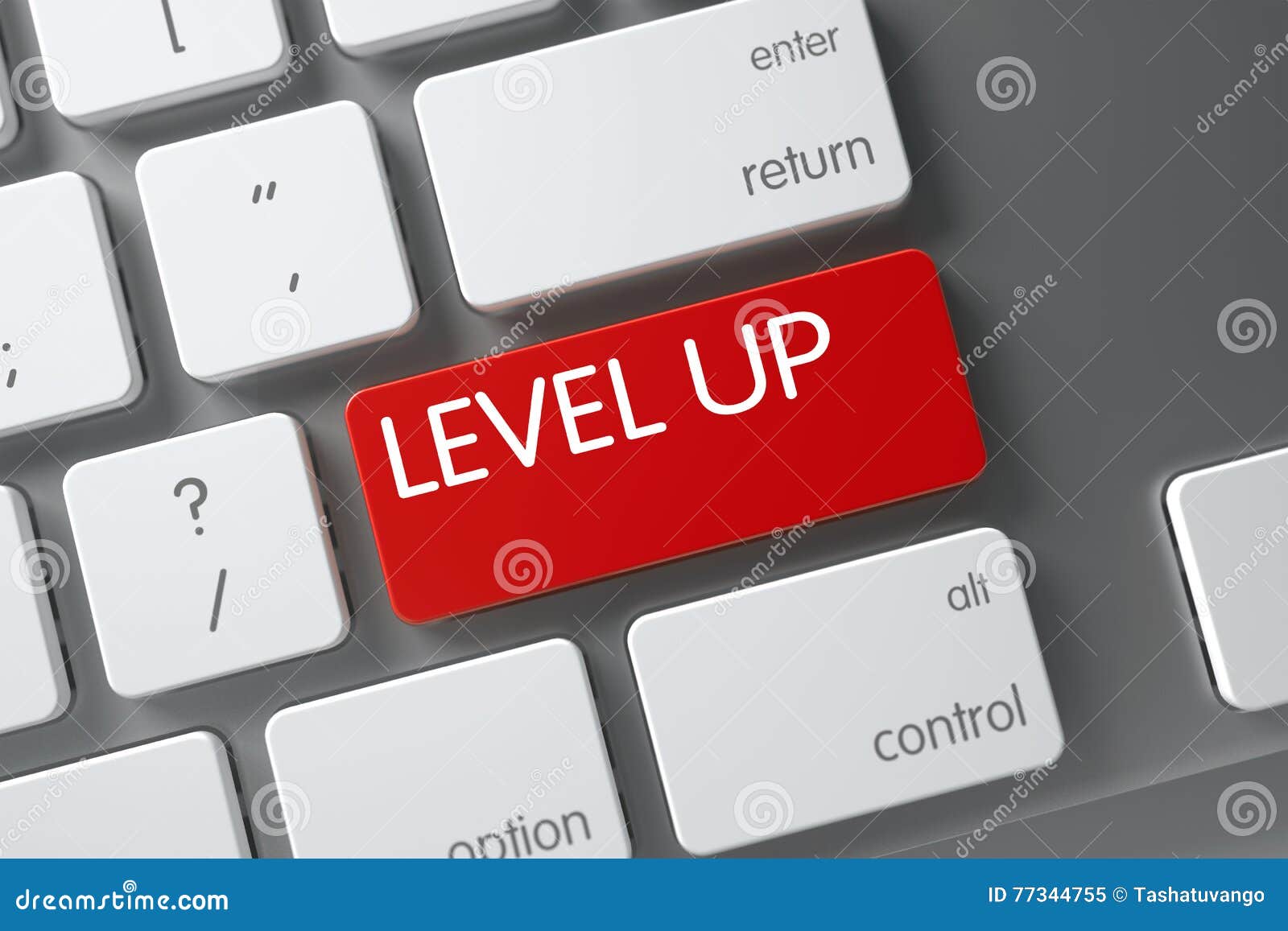 Keyboard with Red Key - Level Up. 3D. Stock Illustration - Illustration ...
