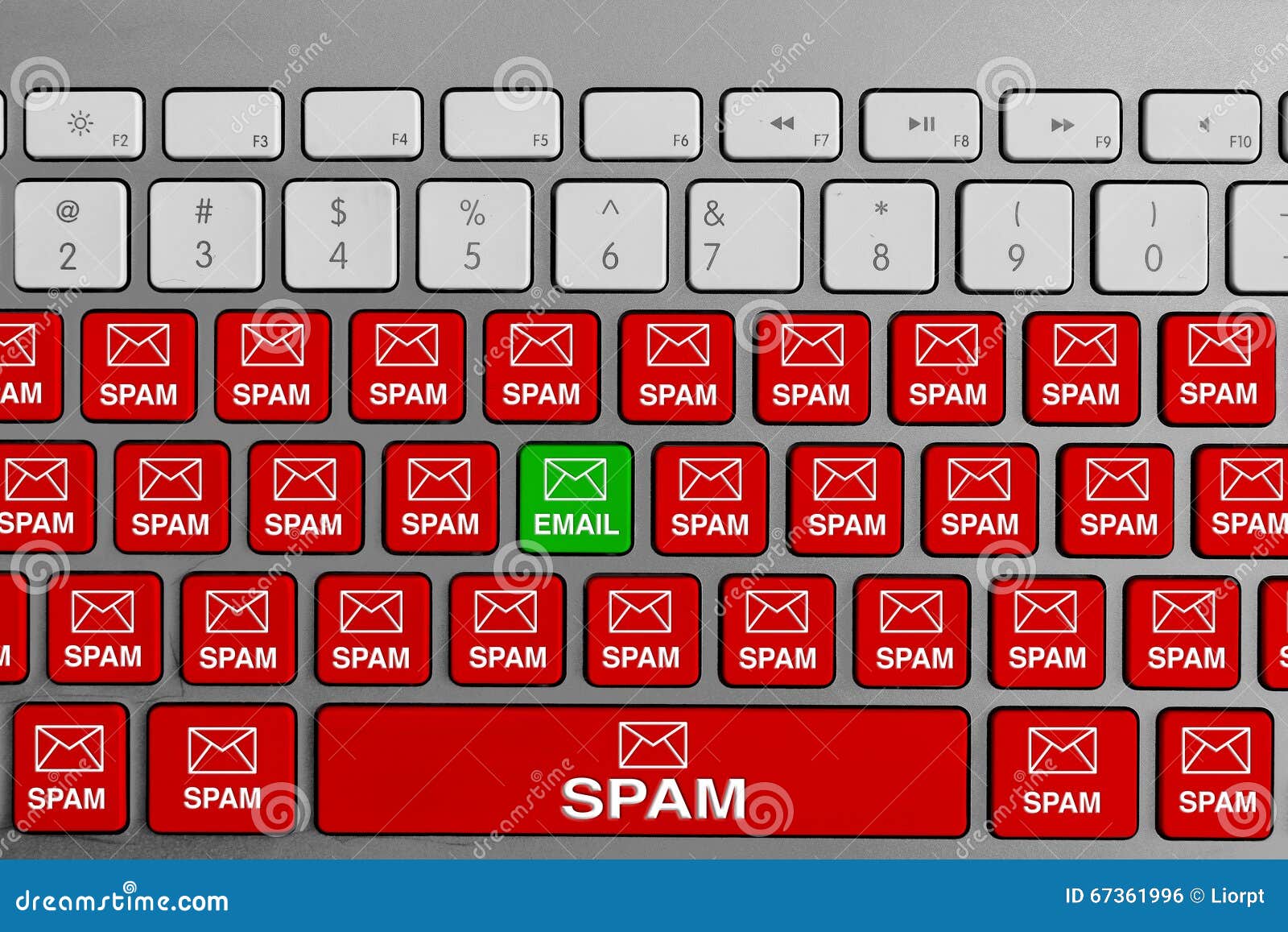 Keyboard with Red Spam Email Email Button Stock Illustration ...