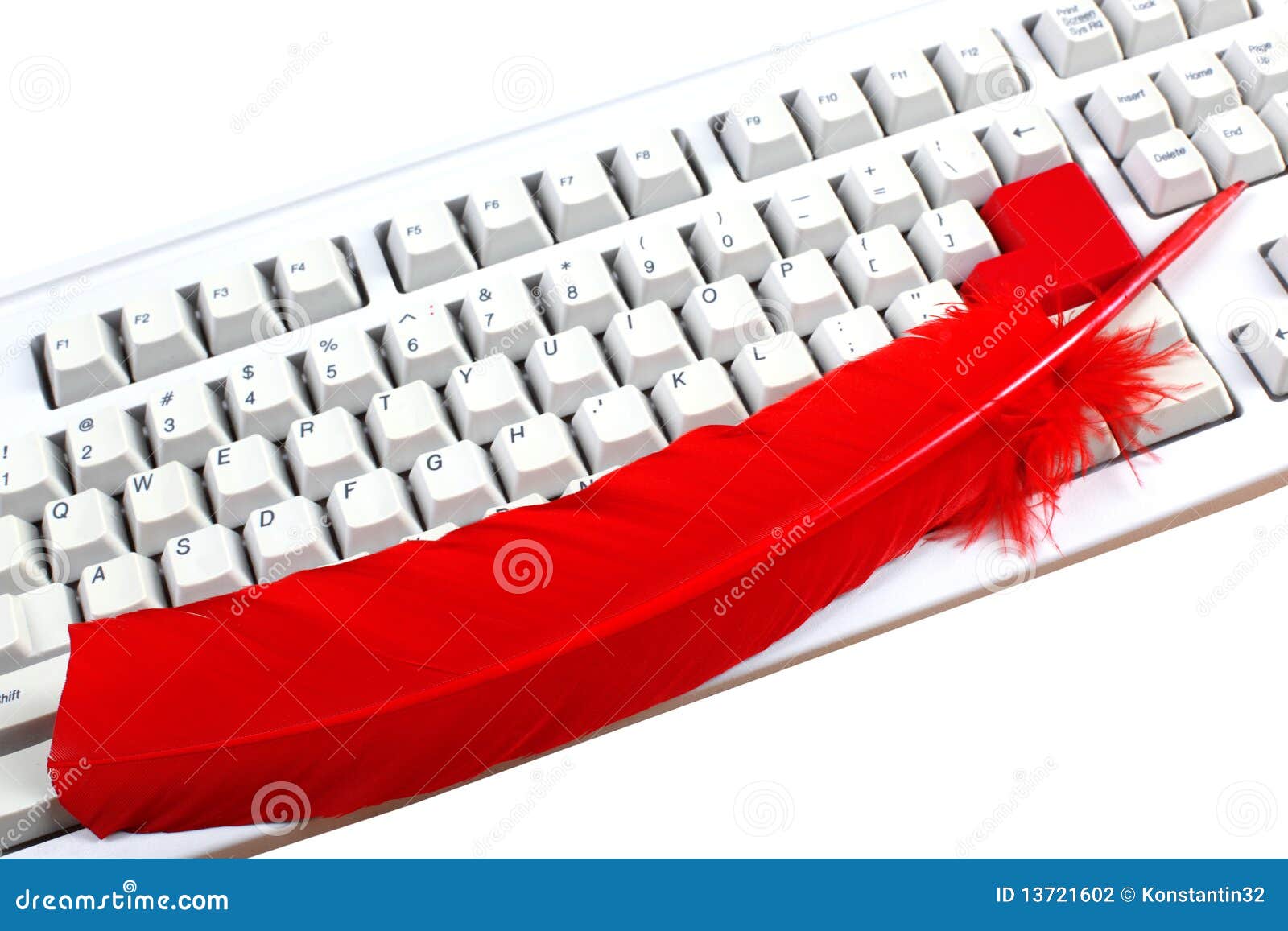 Keyboard with Retro Feather Stock Photo - Image of technology, choice ...