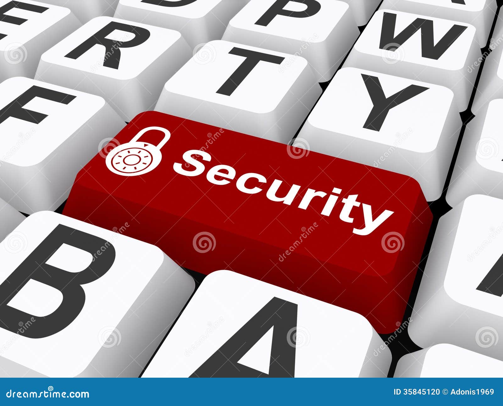 Keyboard with Security Button Stock Illustration - Illustration of ...