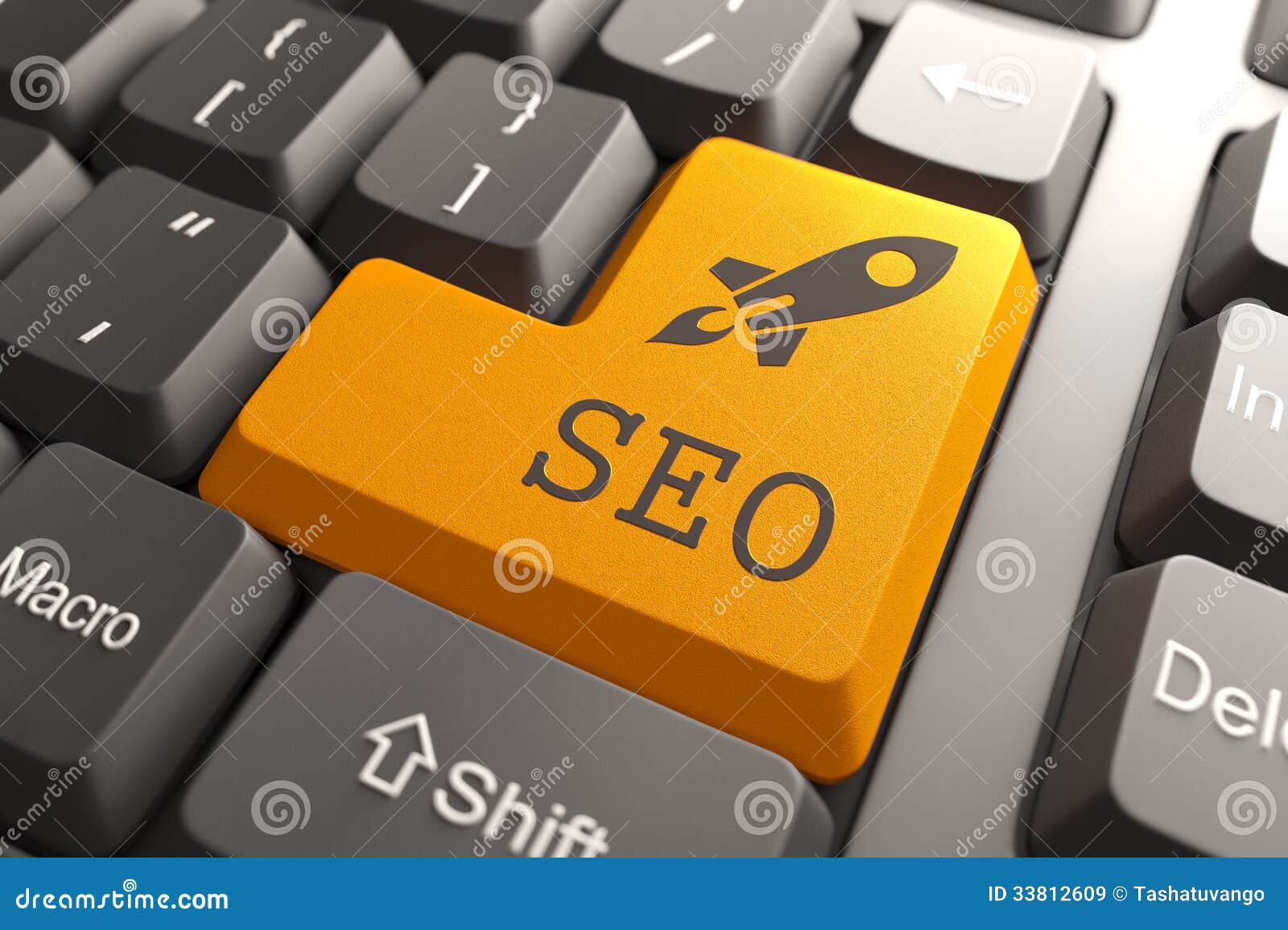 Keyboard with SEO Button. stock image. Image of orange - 33812609