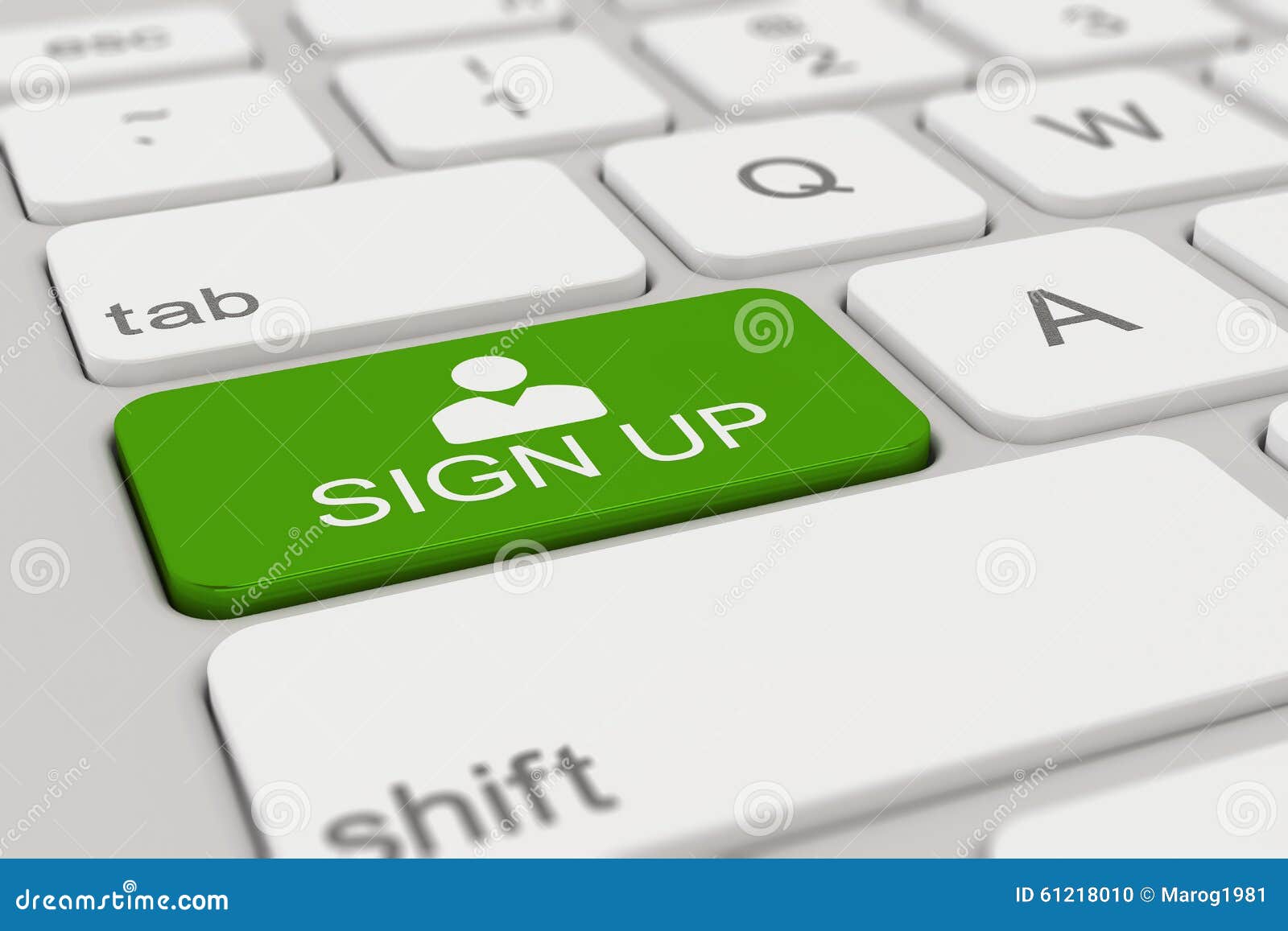 Keyboard - sign up - green stock illustration. Illustration of copy ...