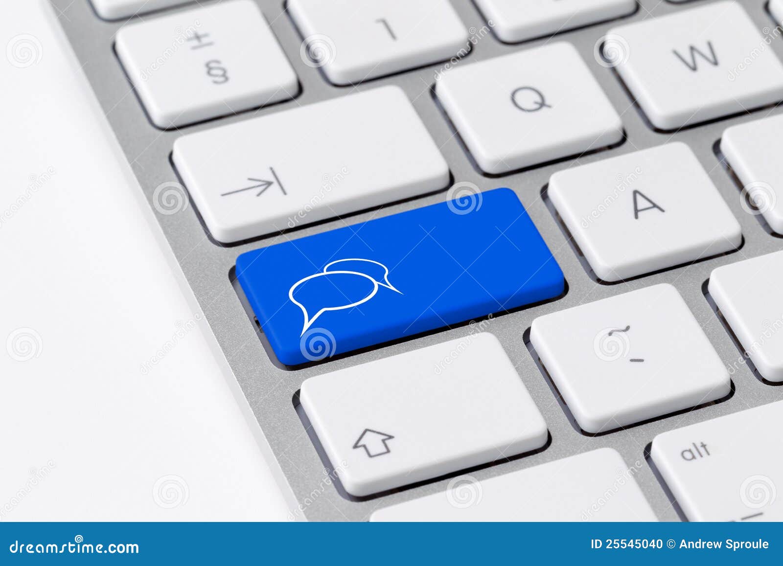 Keyboard with Single Blue Button Showing Chat Icon Stock Illustration ...