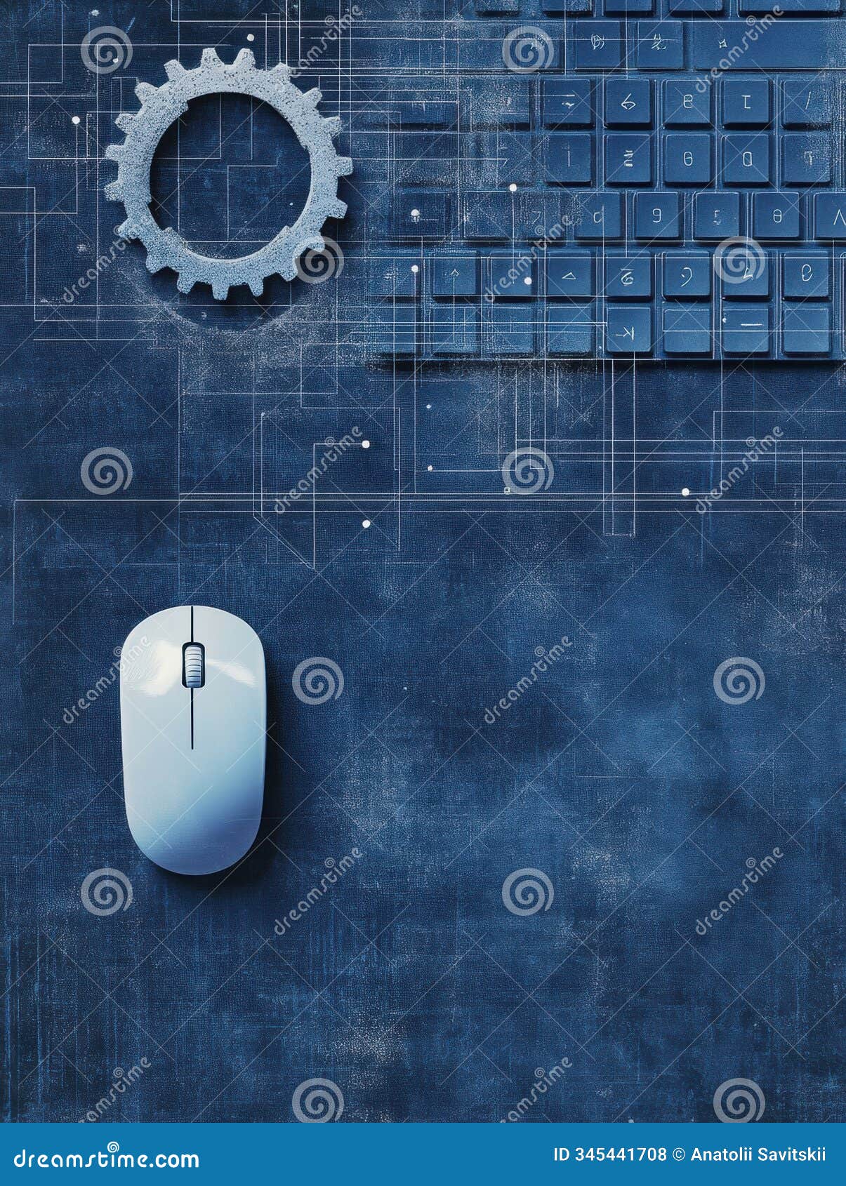 A Keyboard Sits Alongside a Mouse and Gear Overlay, Representing the ...