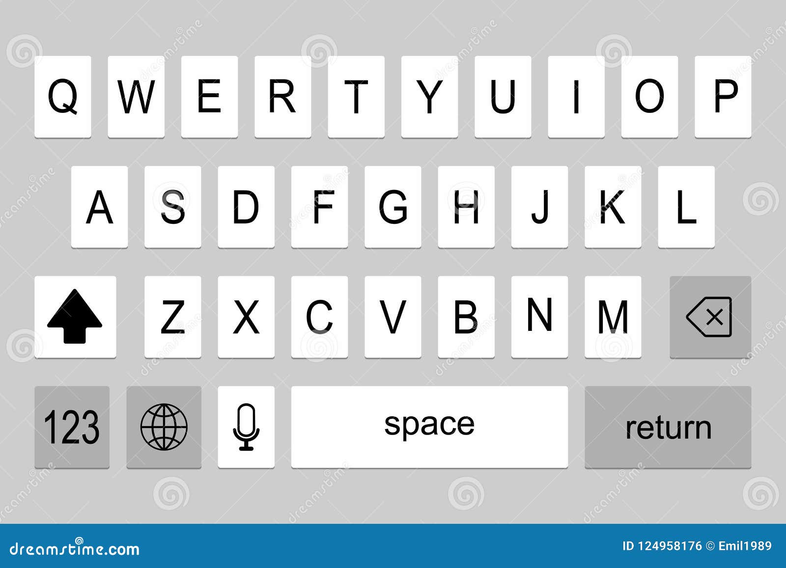 Keyboard Of Smartphone - Qwerty Layout - Alphabet Buttons Cartoon ...