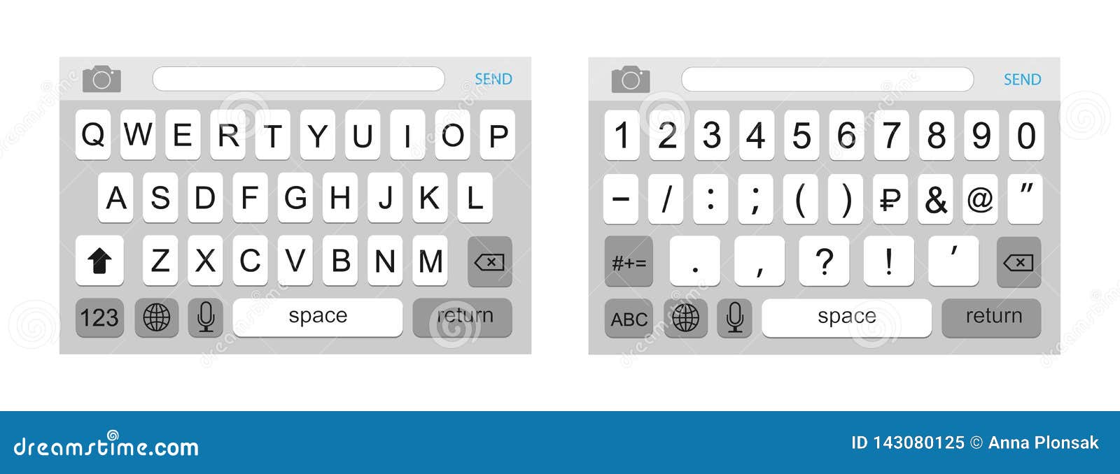 Keyboard on a Smartphone. the Keyboard Design is Alphabetic and Digital ...