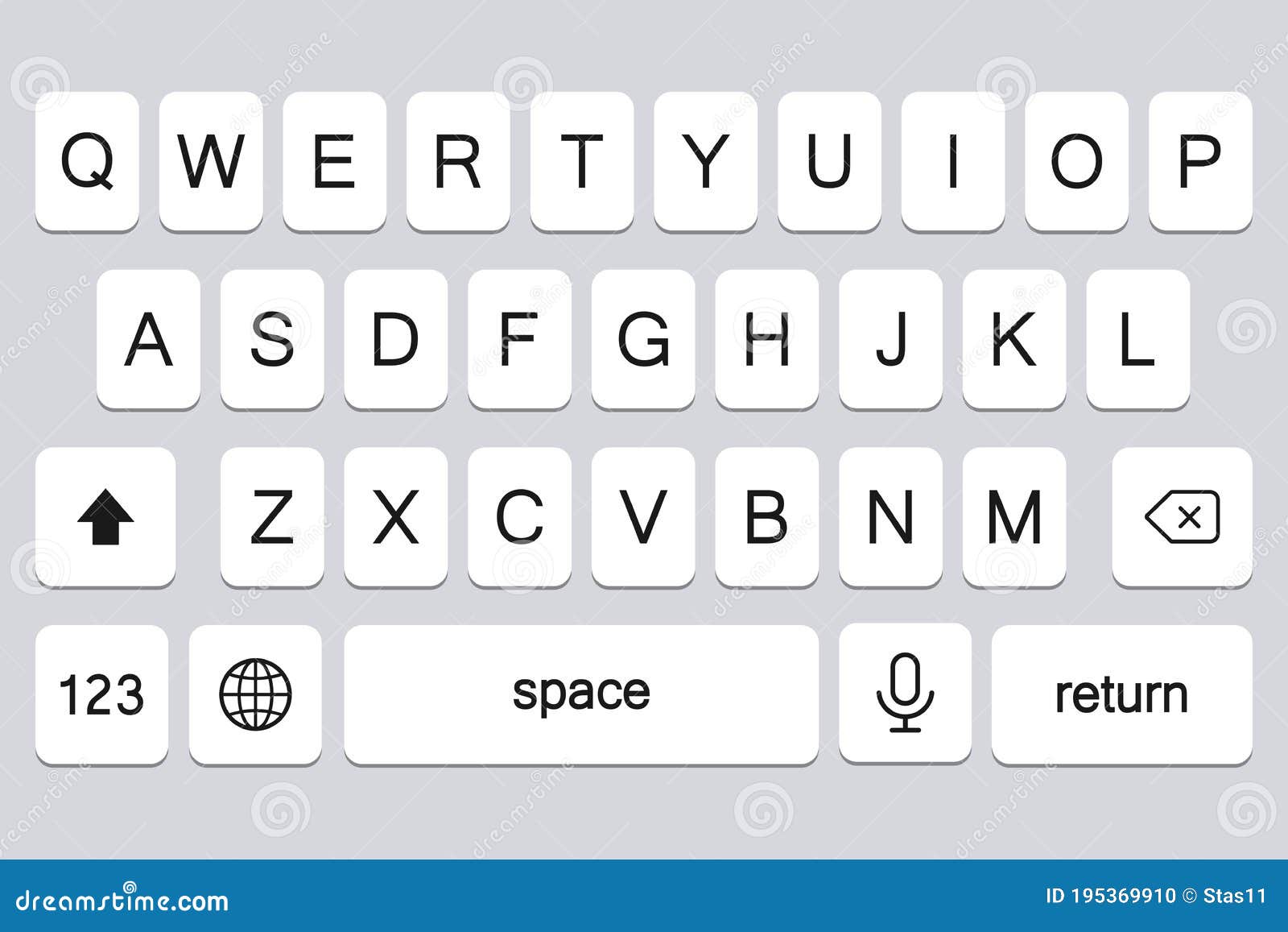 Keyboard Of Smartphone - Qwerty Layout - Alphabet Buttons Cartoon ...