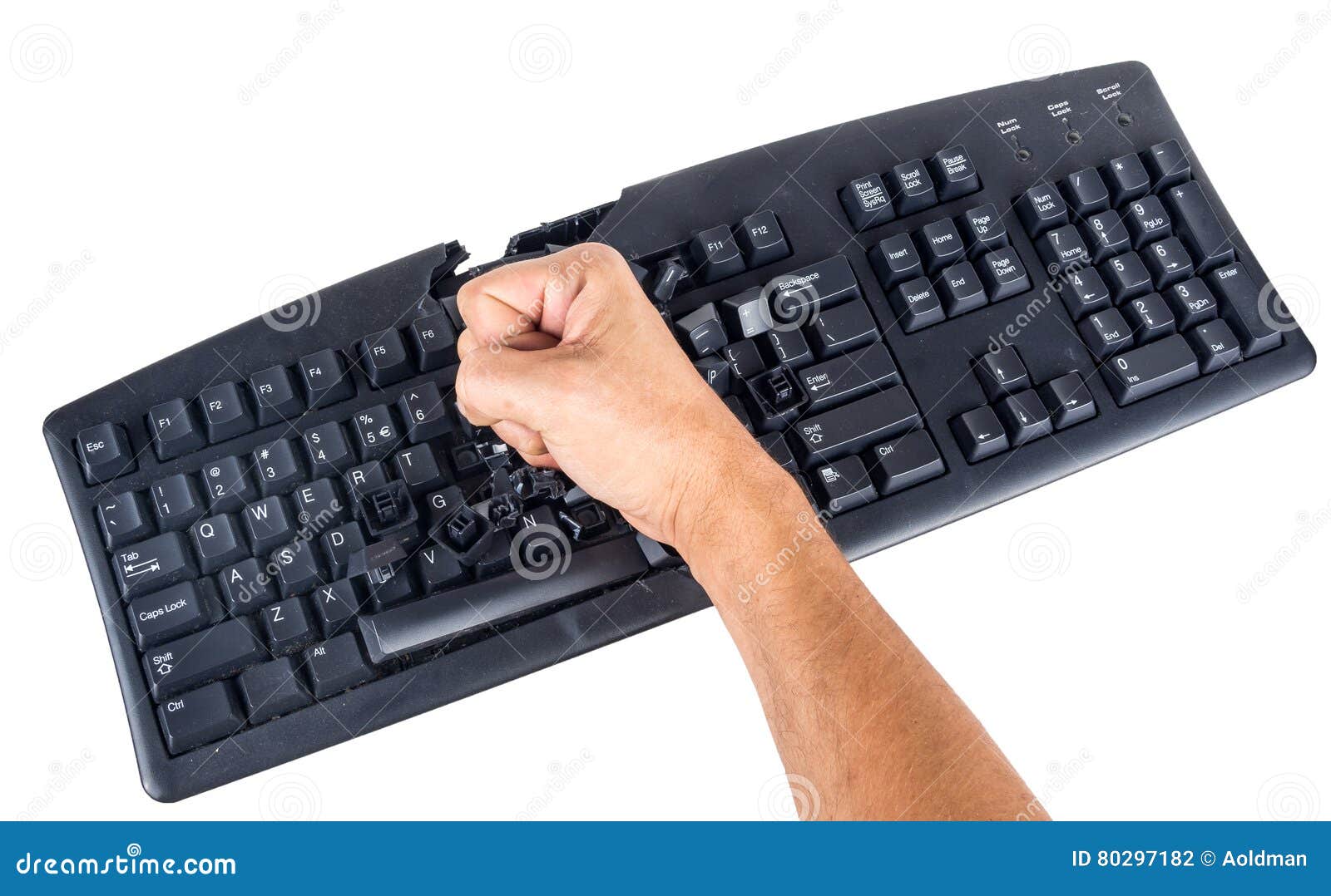 Keyboard Smashed by Angry User Stock Photo - Image of hand, device ...
