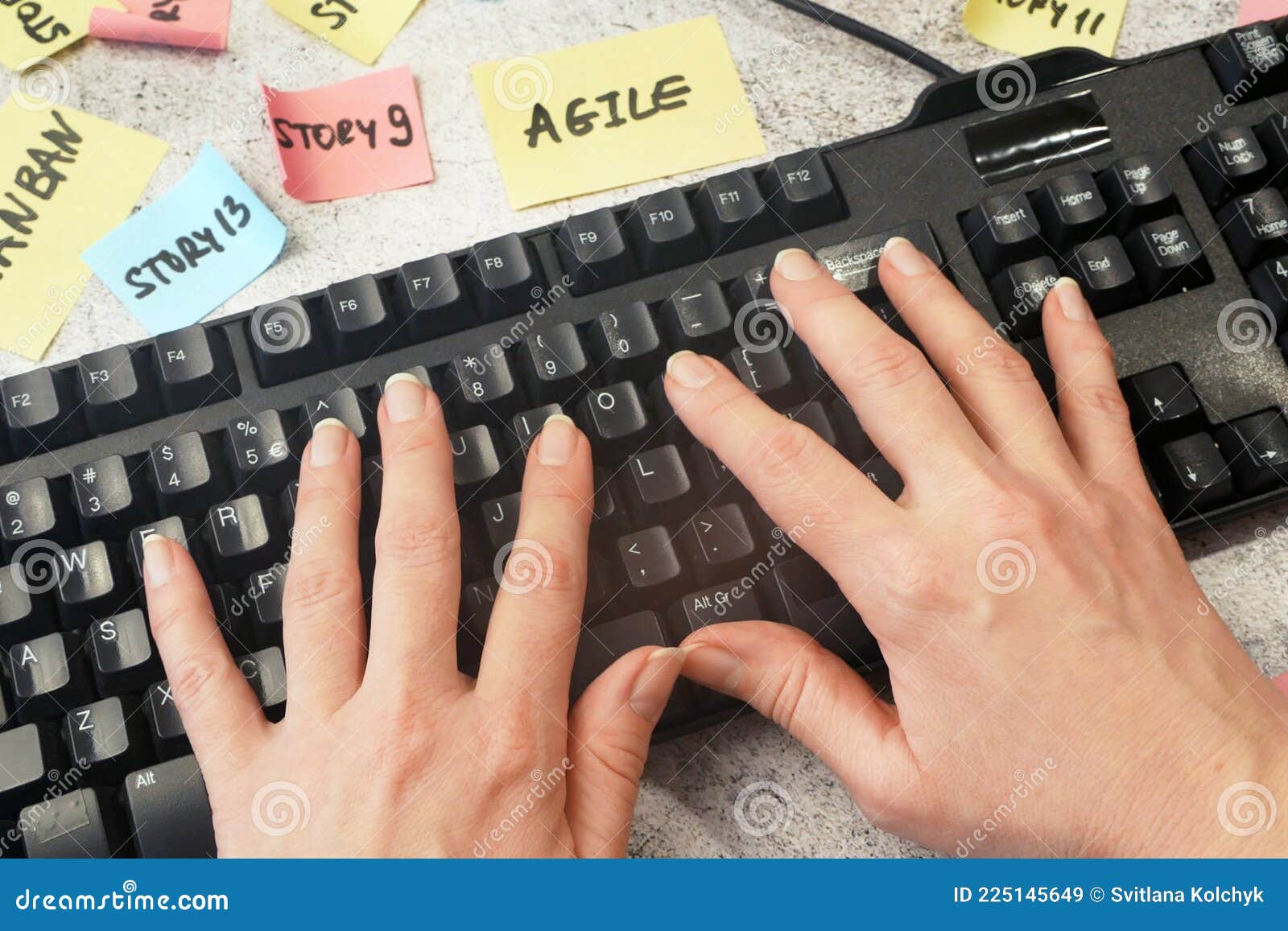 Keyboard and Software Scrum Agile Paper Task, Agile Software Development Methodologies Concept ...