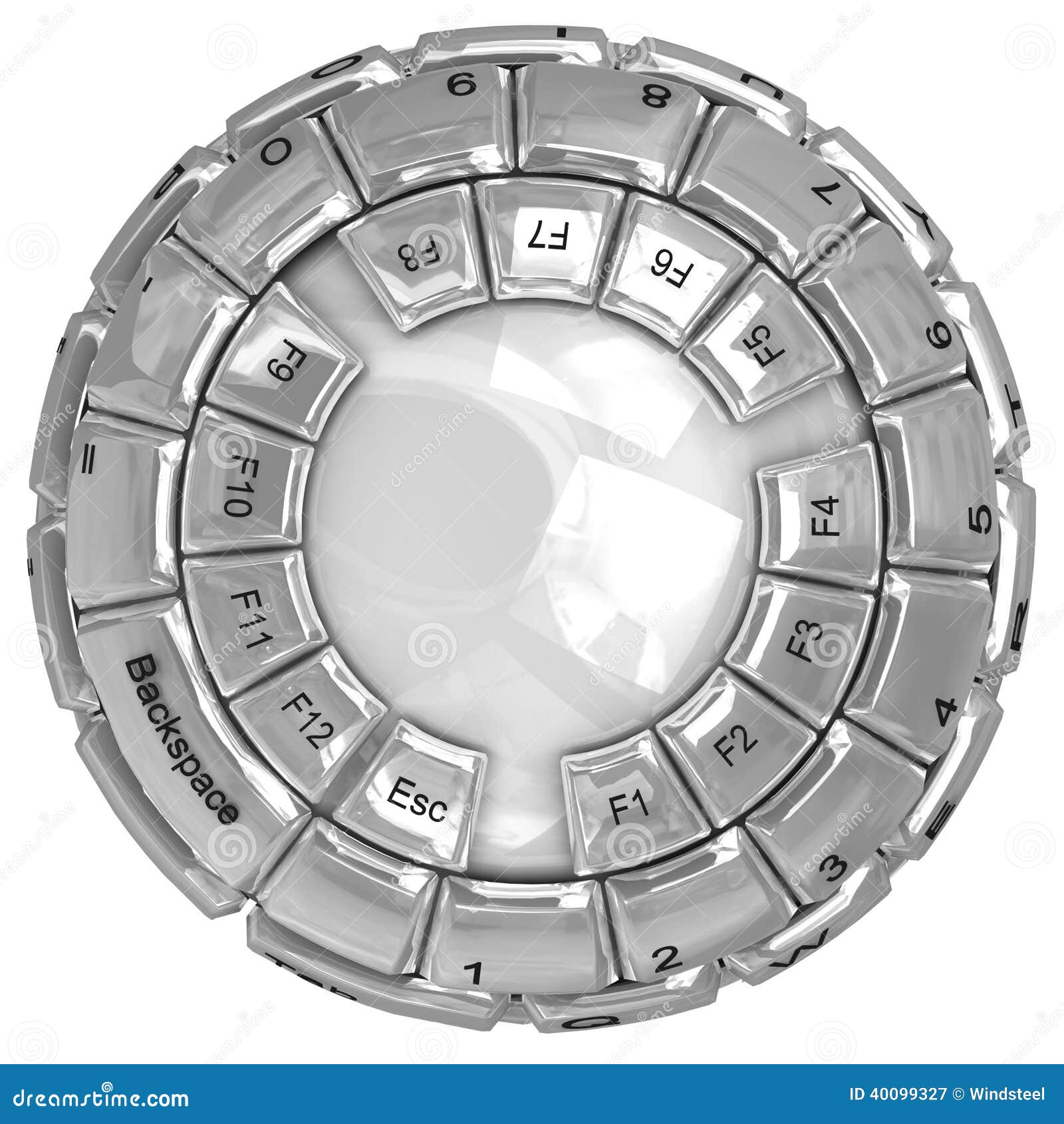 Keyboard Sphere Isolated on White Background. Stock Illustration ...