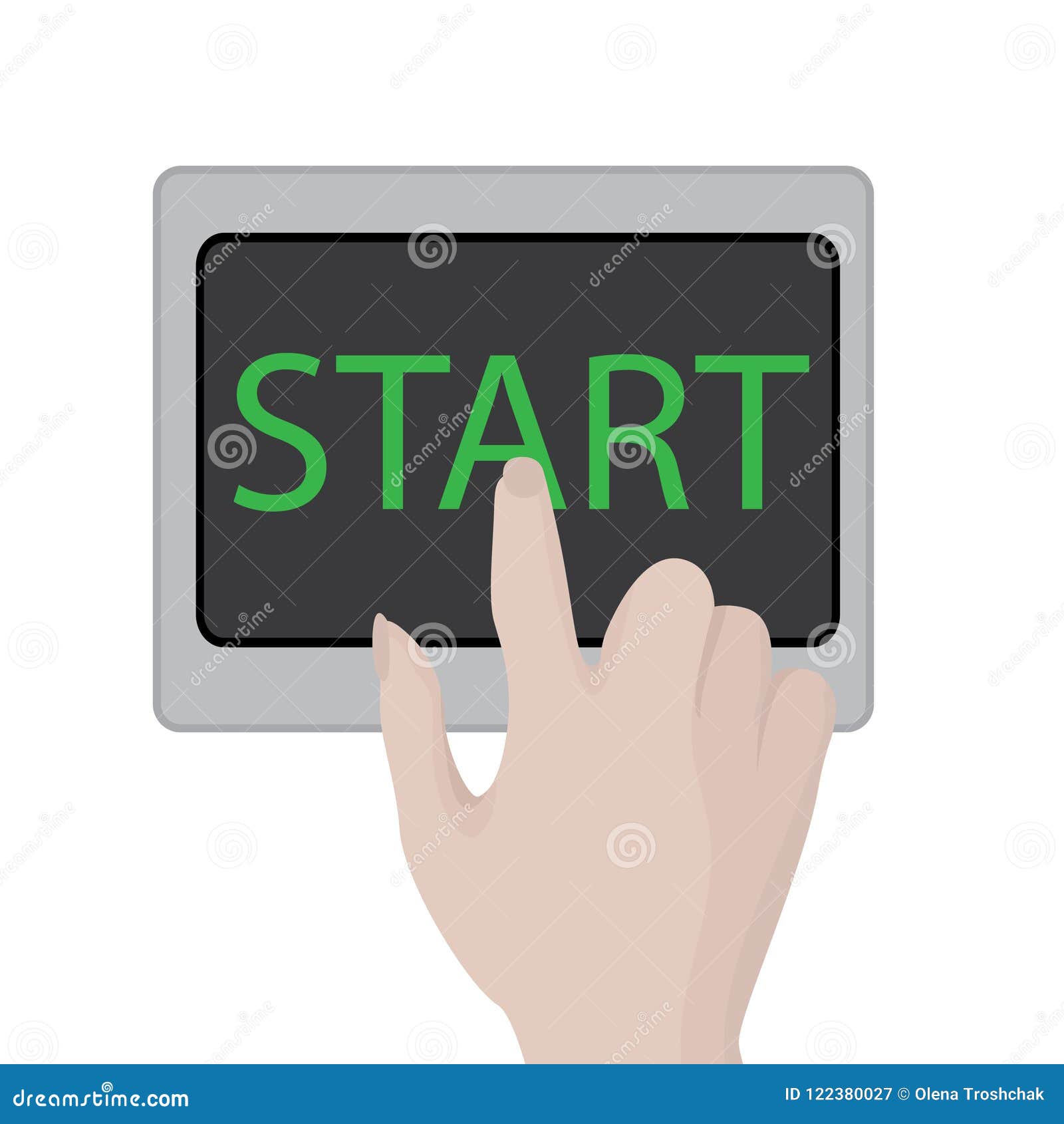 Keyboard Start Power Button Computer or Laptop with Fingers Vector ...