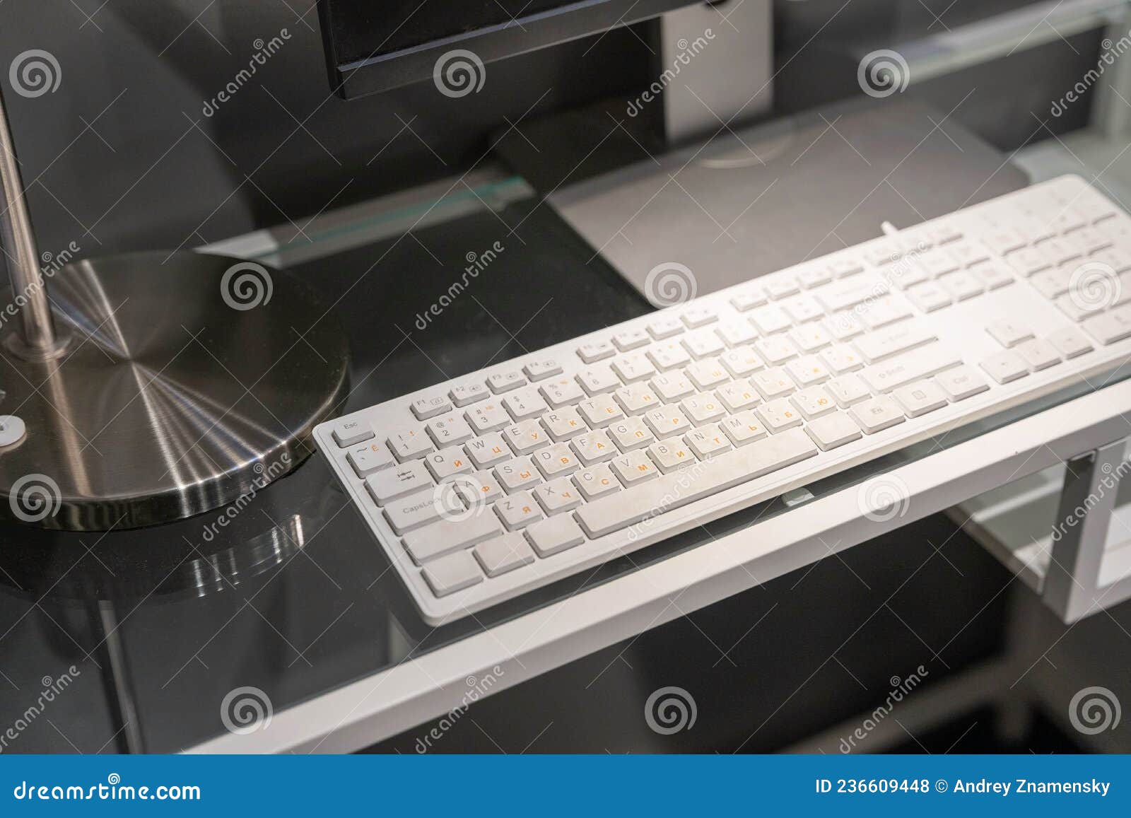 The Keyboard of a Stationary Computer on a Desk Stock Photo - Image of ...