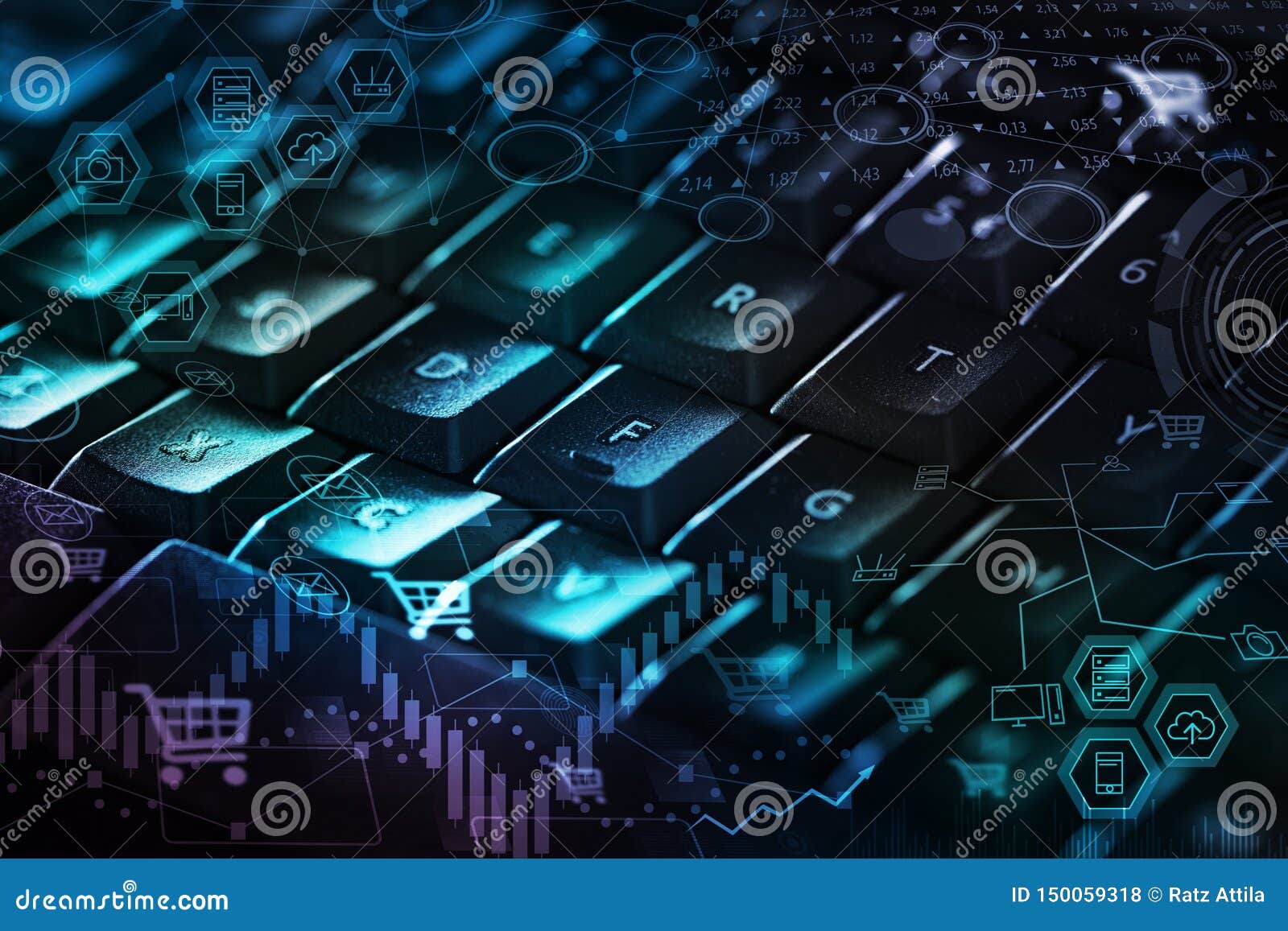 Keyboard with Store Database Concept Stock Photo - Image of keypad ...