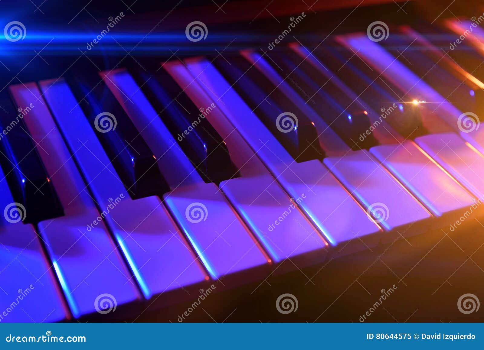 Keyboard Synthesizer with Colorful Lights in Concert Stock Image ...