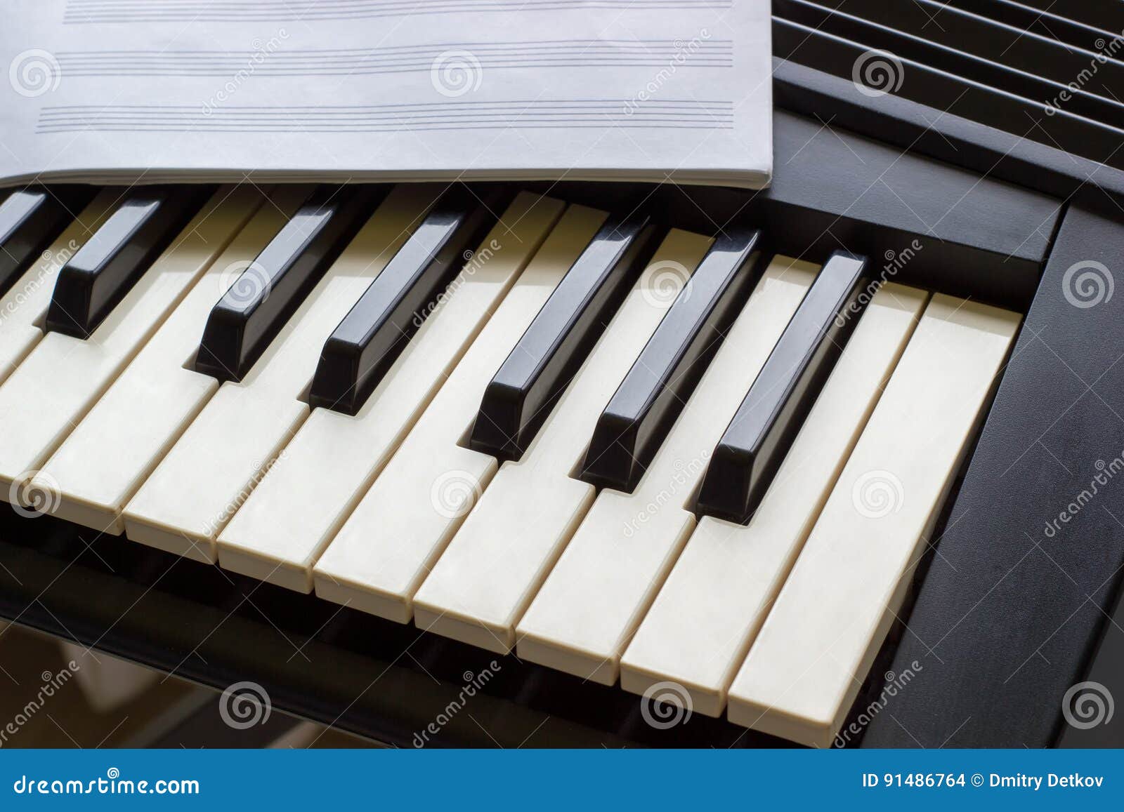 Keyboard Synthesizer with Notes Stock Photo - Image of melody, concert ...