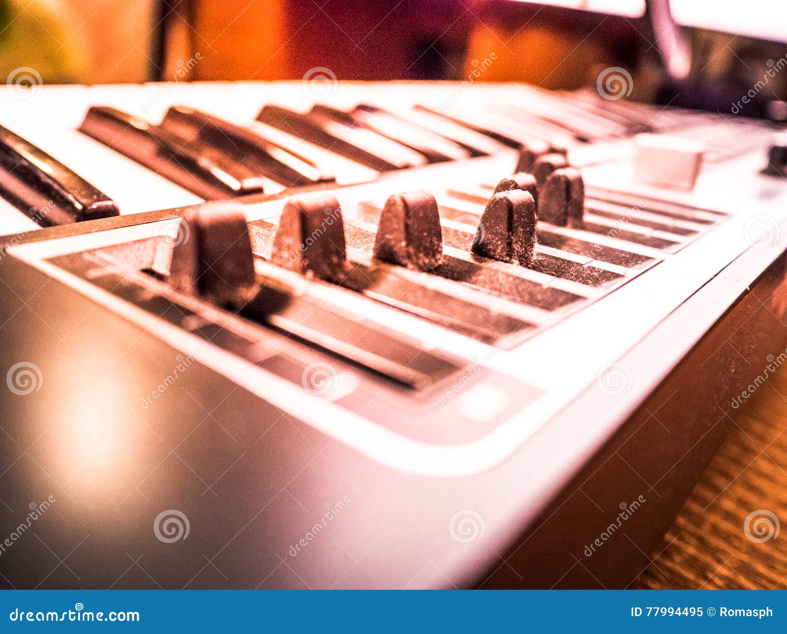 Keyboard of a Synthesizer with Sliders. Stock Image - Image of analog ...