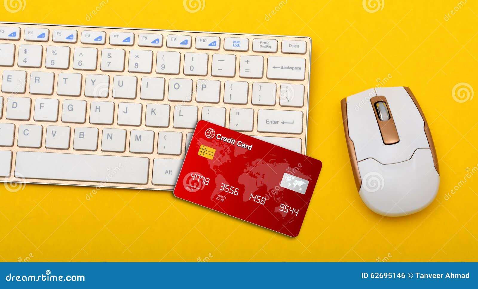 Keyboard Top View with Credit Card and Mouse Stock Photo - Image of ...