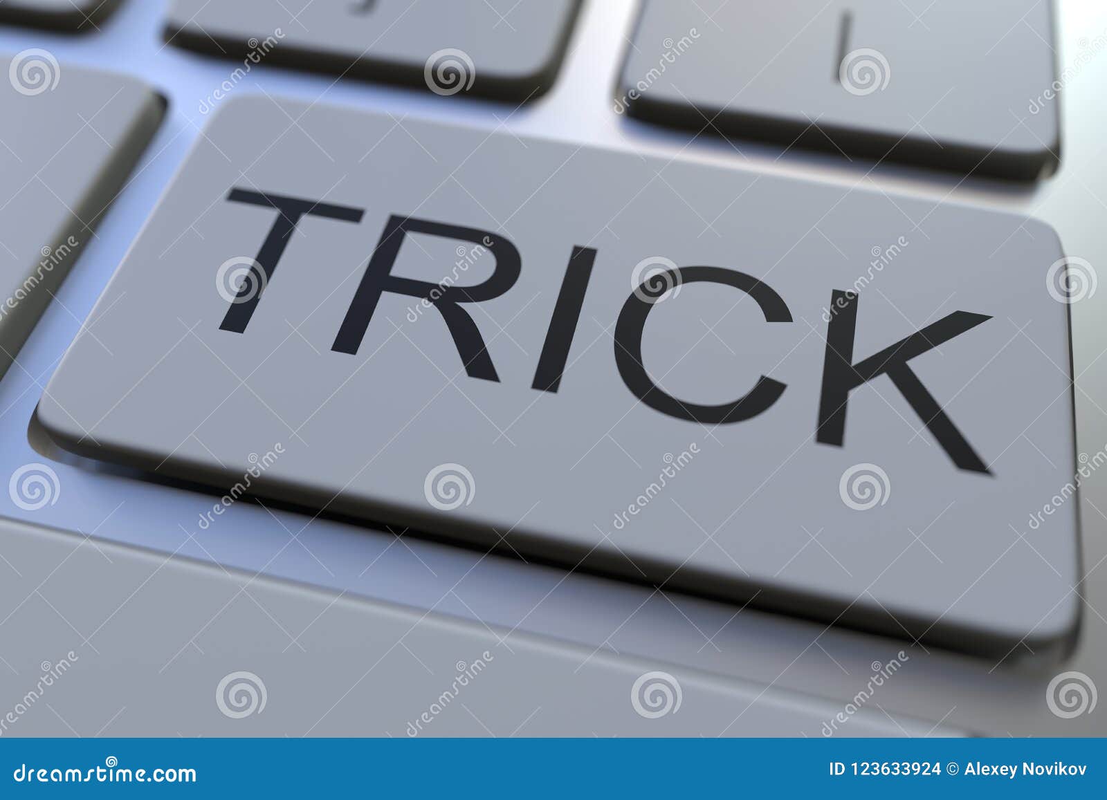 Keyboard with TRICK Key. Conceptual 3D Rendering Stock Illustration ...