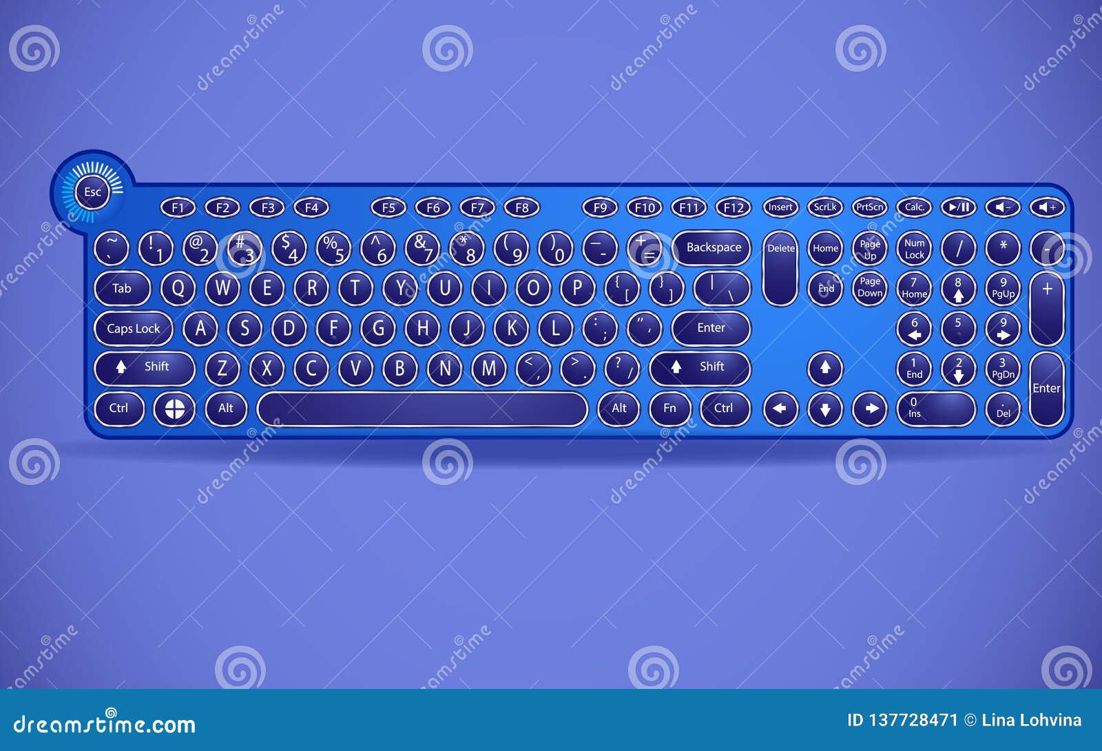 Keyboard with Typewriter Buttons in a Modern Interpretation. Stock ...
