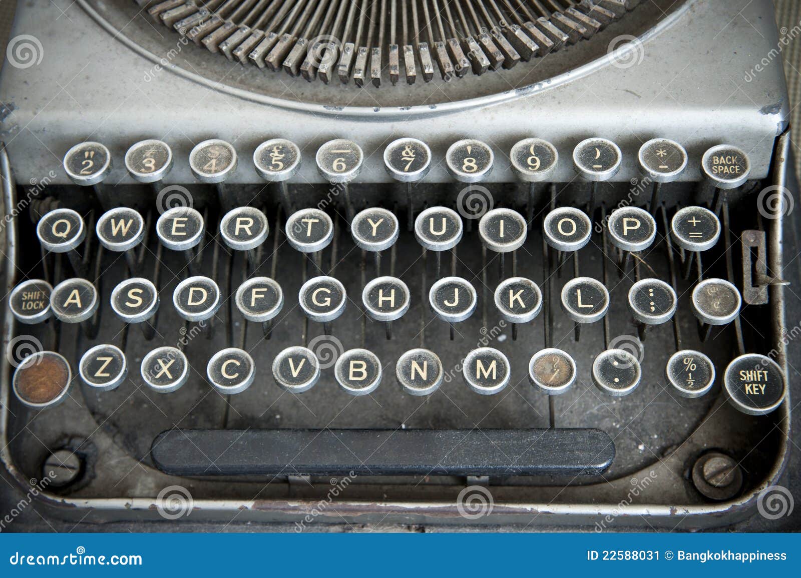 Keyboard of a Vintage Typewriter Stock Image - Image of black, book ...