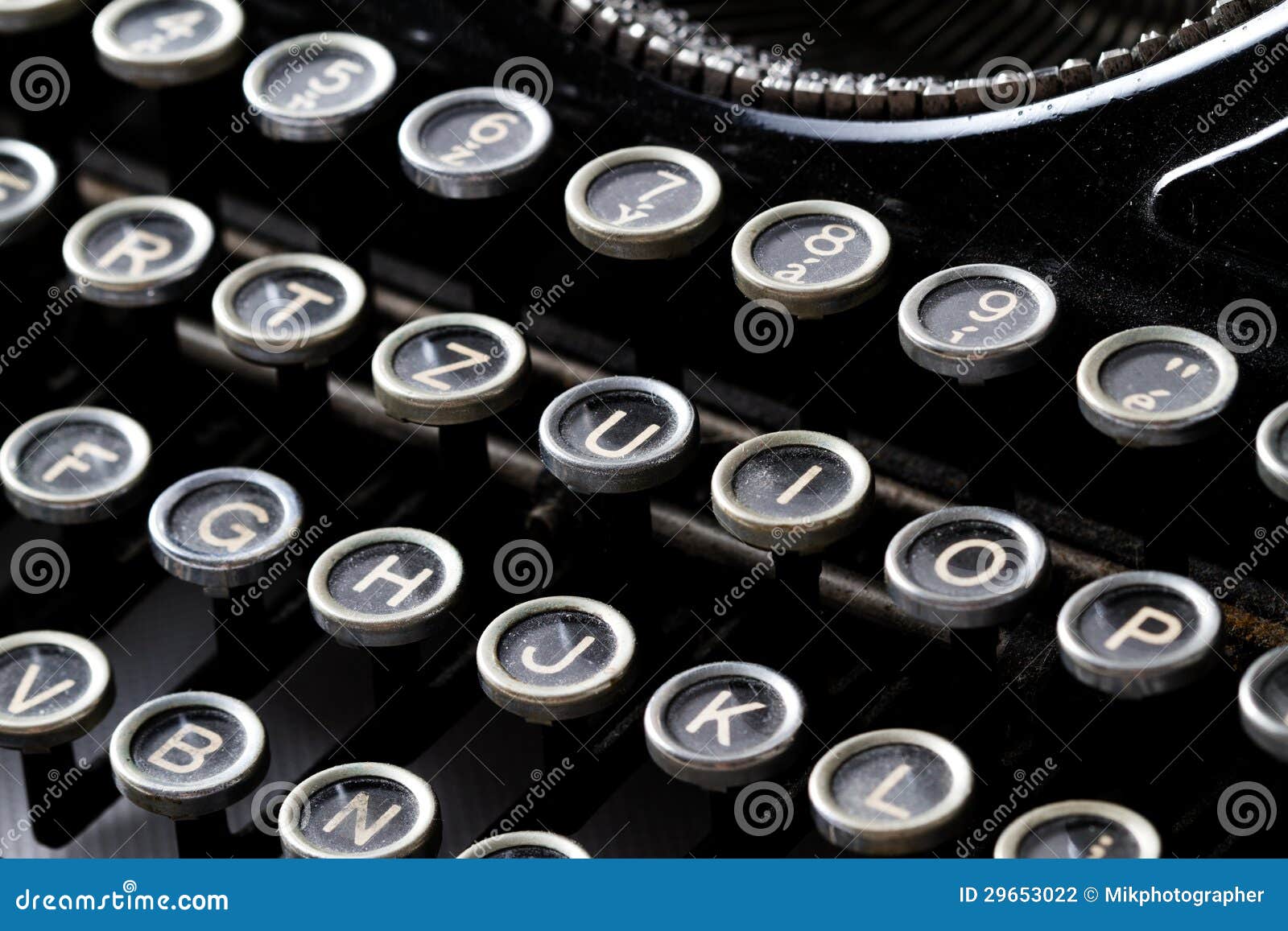 Keyboard of a Vintage Typewriter Stock Photo - Image of graphics ...