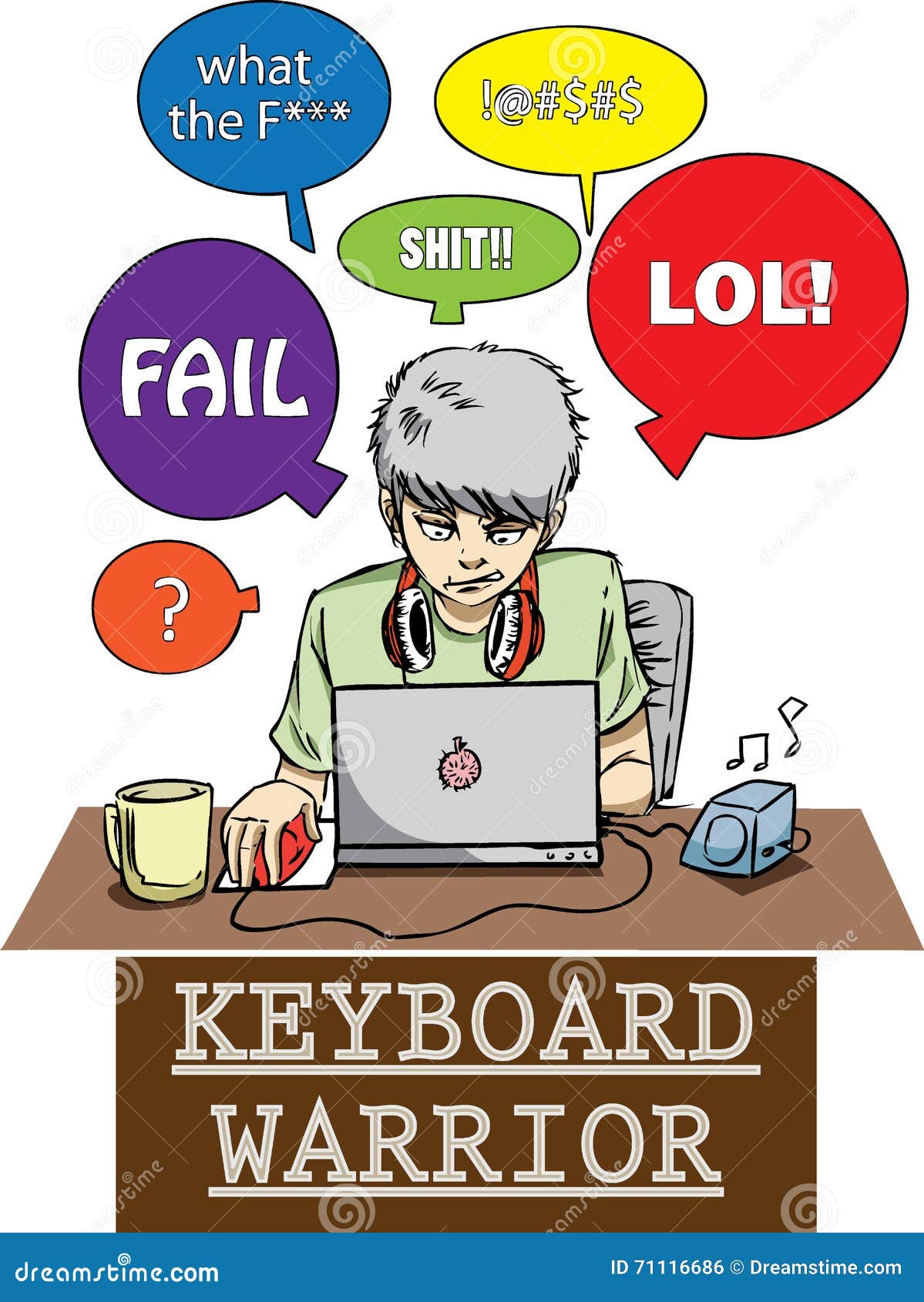 Keyboard Warrior Using Computer Illustration Stock Photography ...